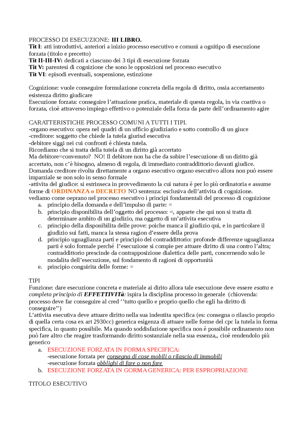 Processo Di Esecuzione Docsity