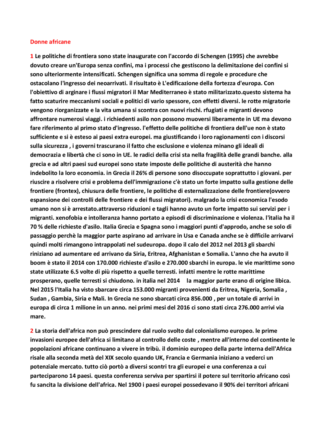 Riassunto Libro Donne Africane Docsity