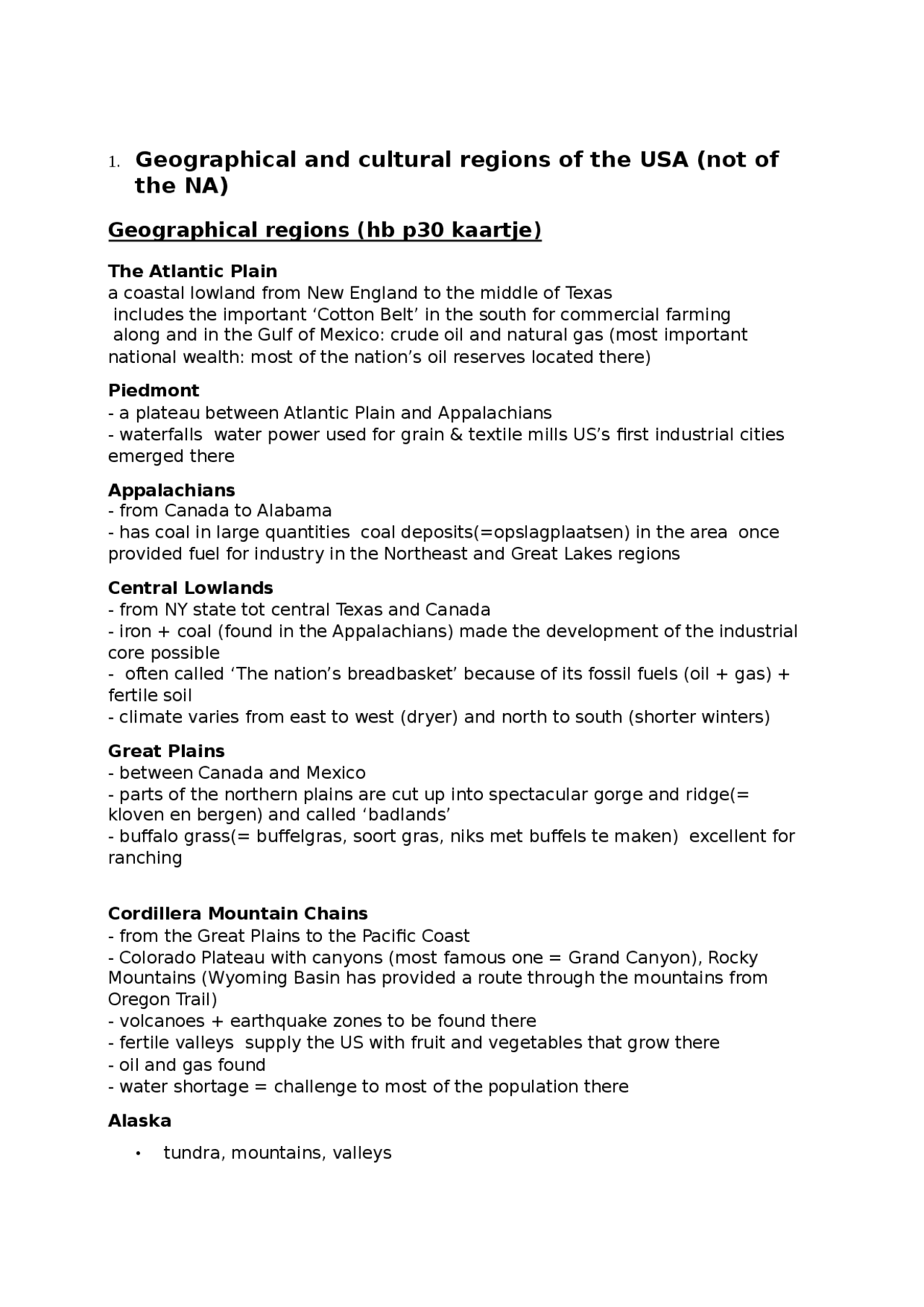 Geographical and Cultural Regions of the USA - Docsity