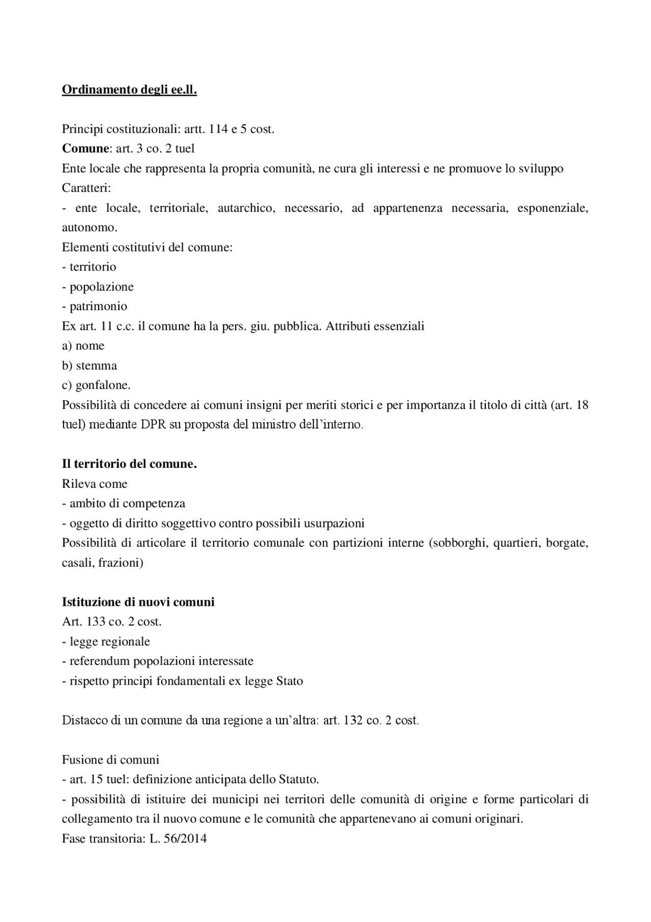 Elementi Di Diritto Degli Enti Locali Docsity