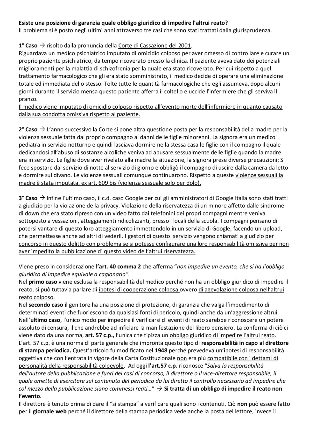 Dolo E Colpa In Diritto Penale Parte I Docsity