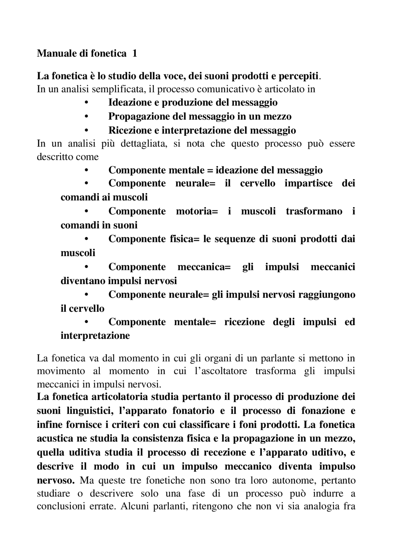 Riassunti Libro Manuale Di Fonetica Docsity