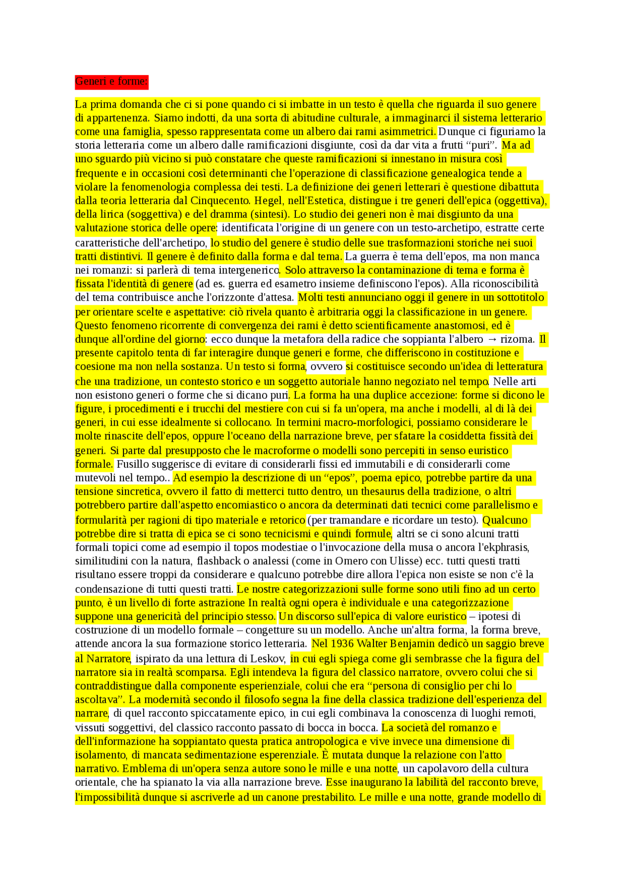 Letteratura Comparata Docsity