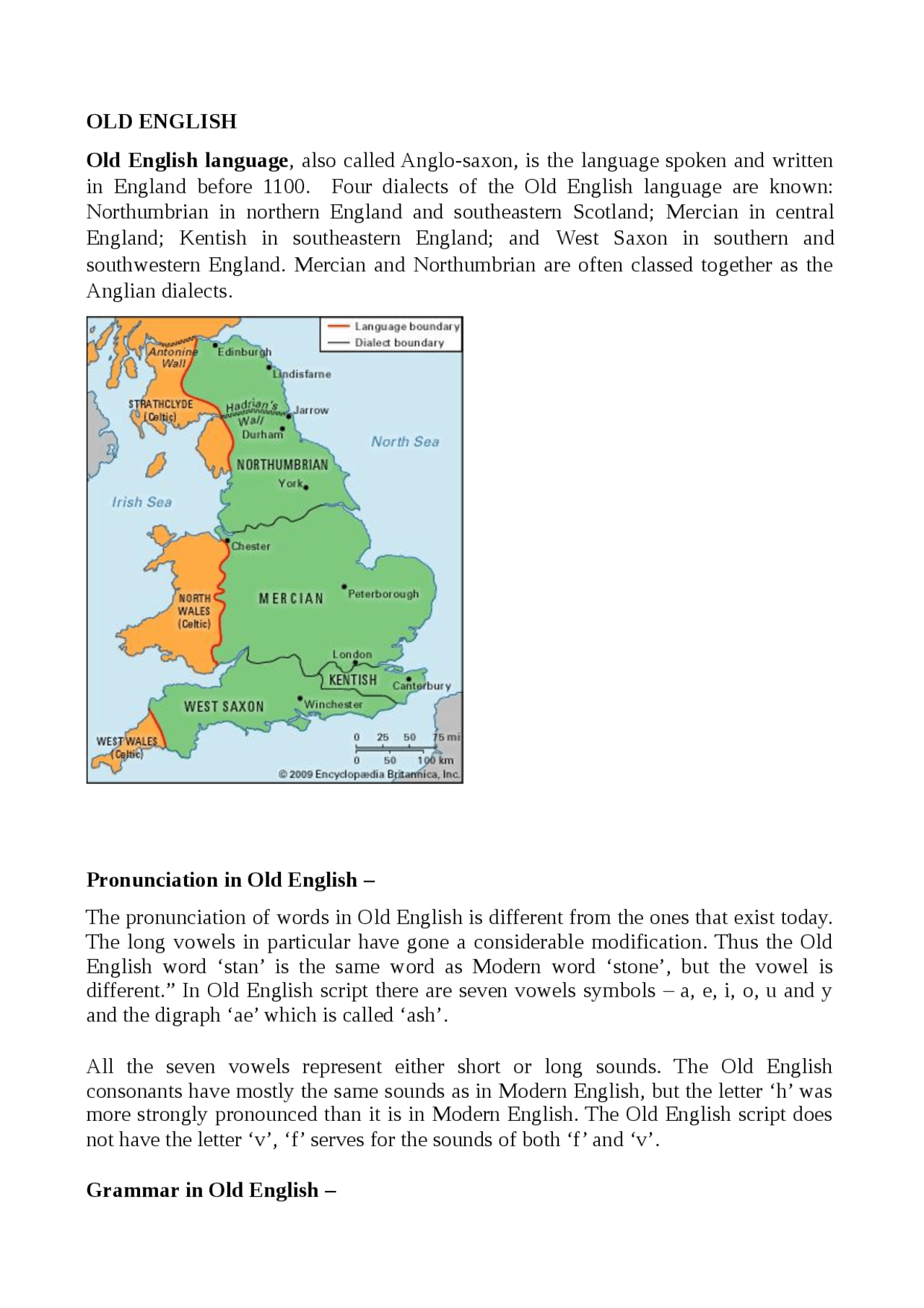 The Old English Features - Docsity