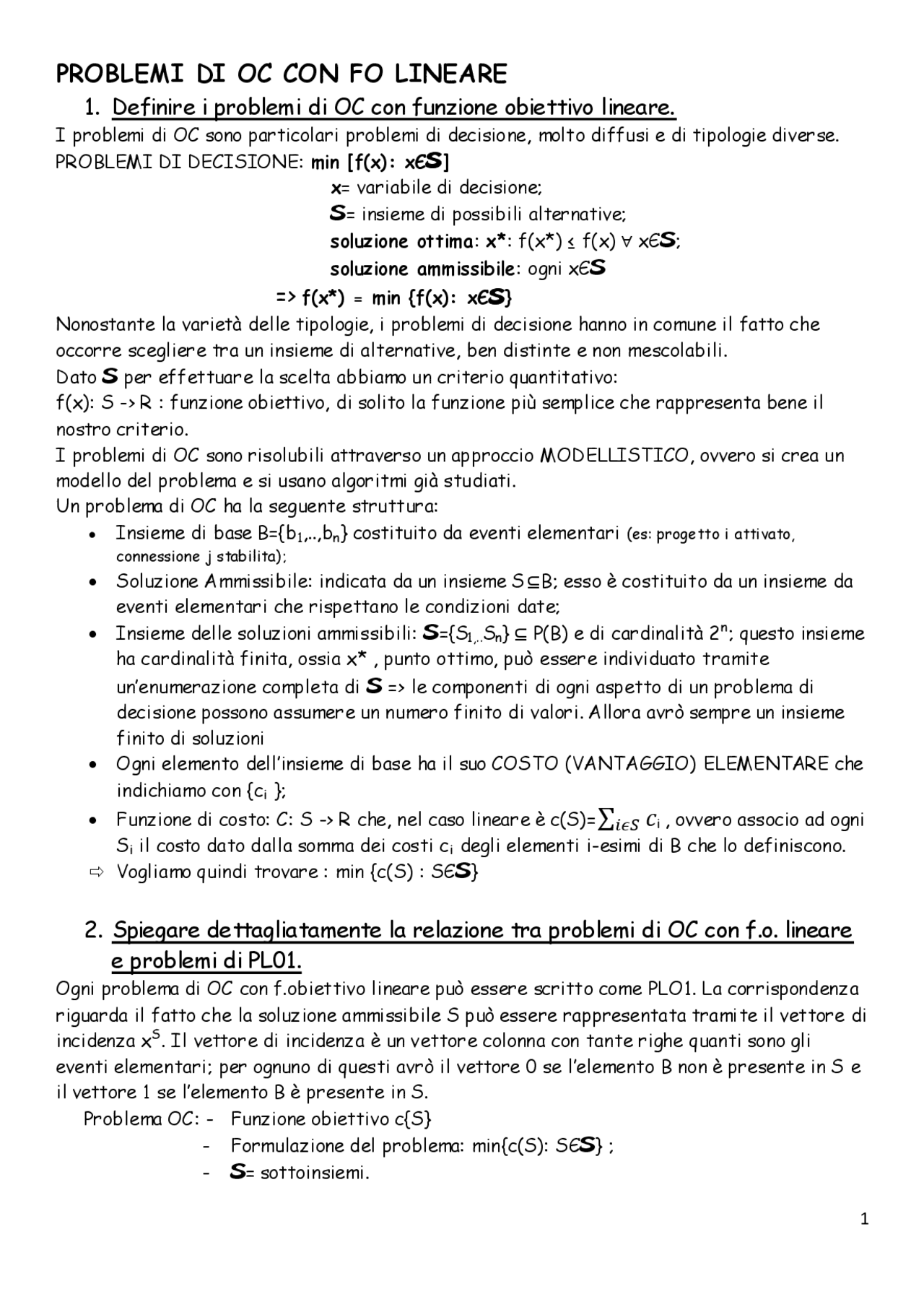 Ottimizzazione Combinatoria Docsity