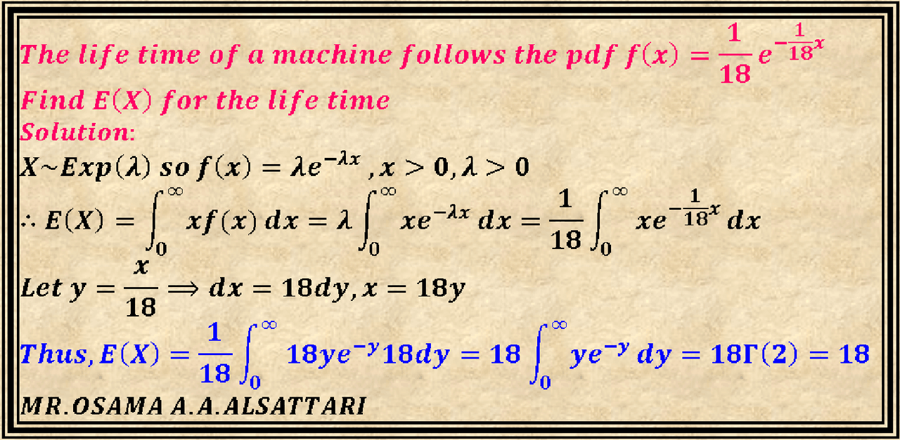 Expectation of exponential distribution life time | Exams Statistics ...