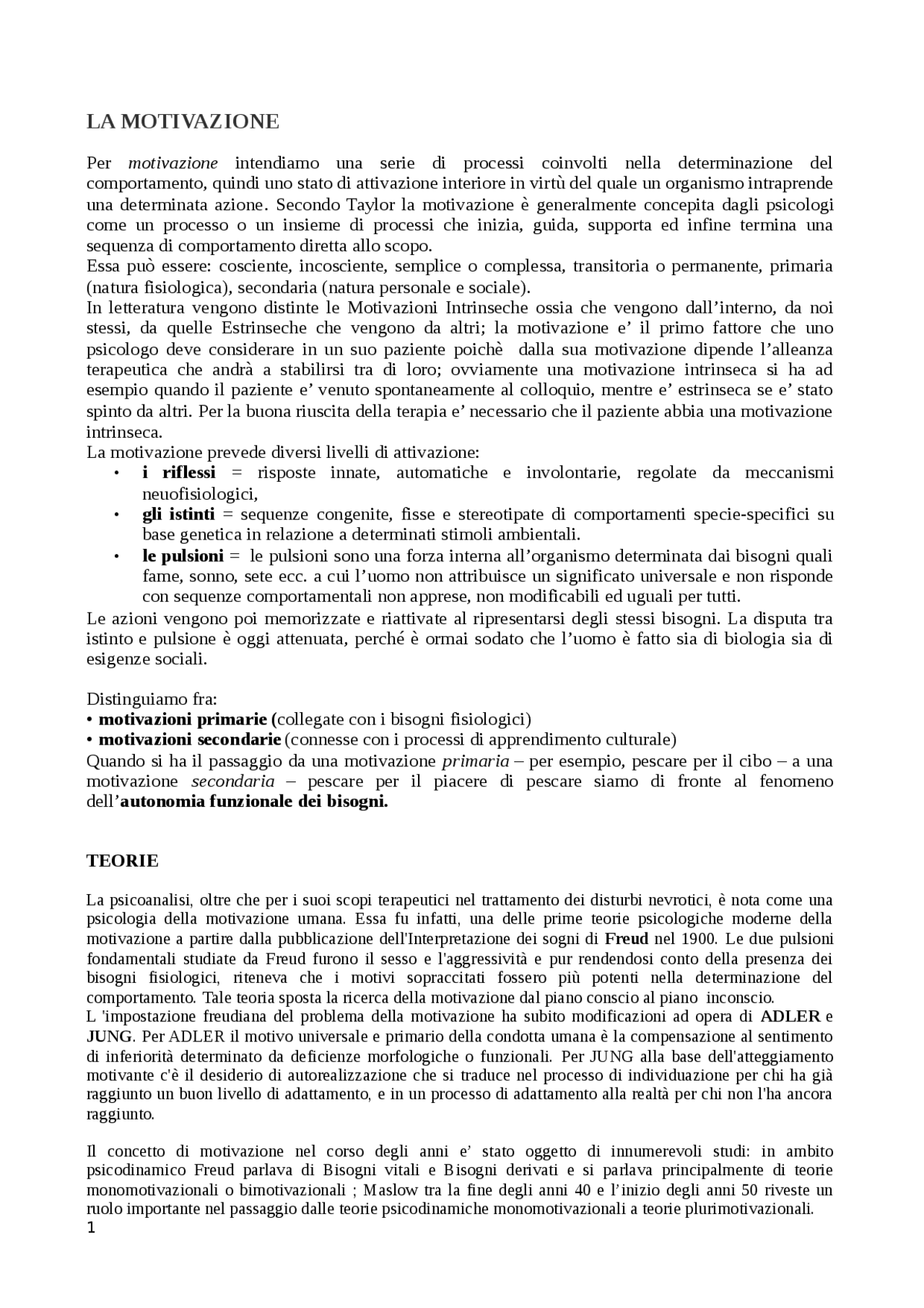 Tutto Sulla Motivazione Docsity