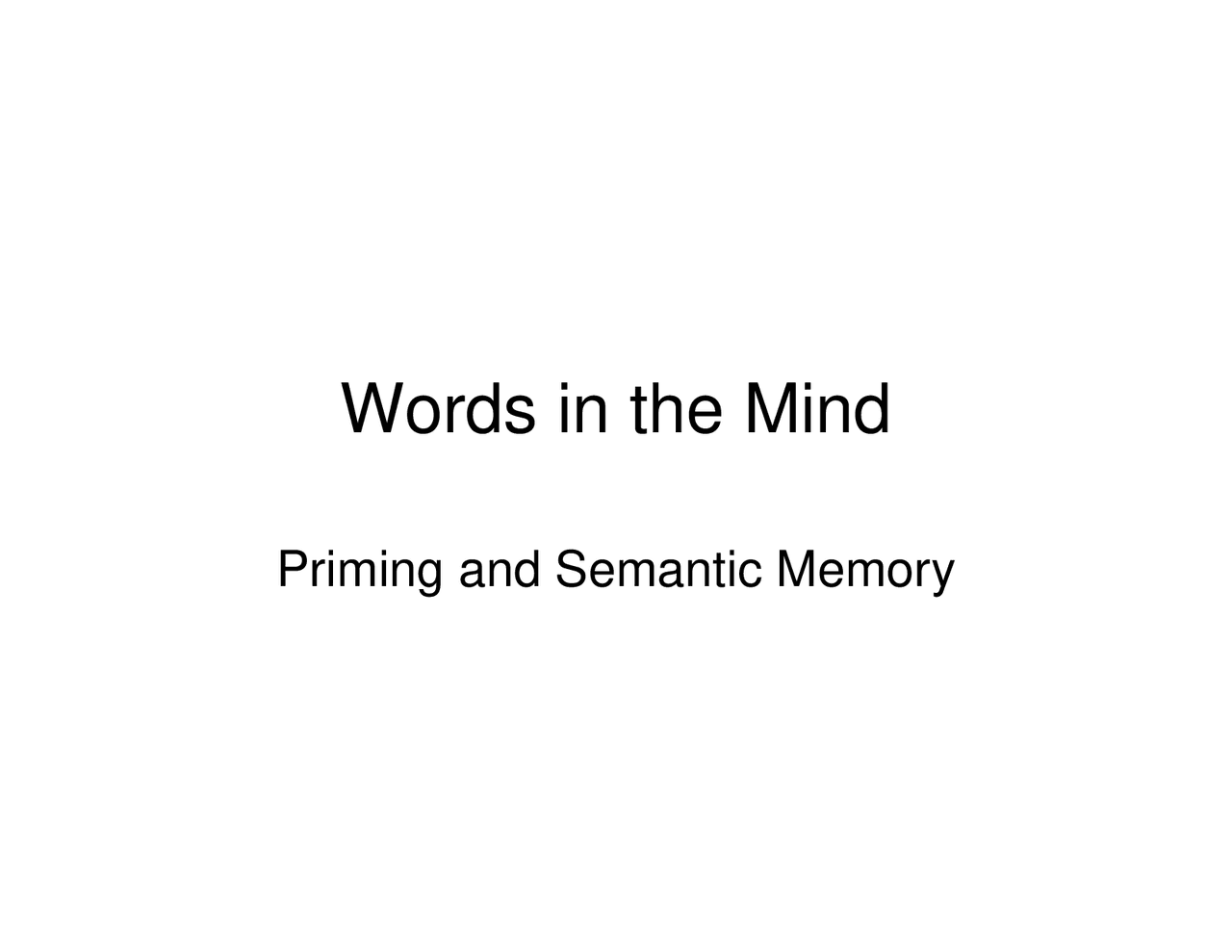 Words In The Mind Priming And Semantic Memory Docsity