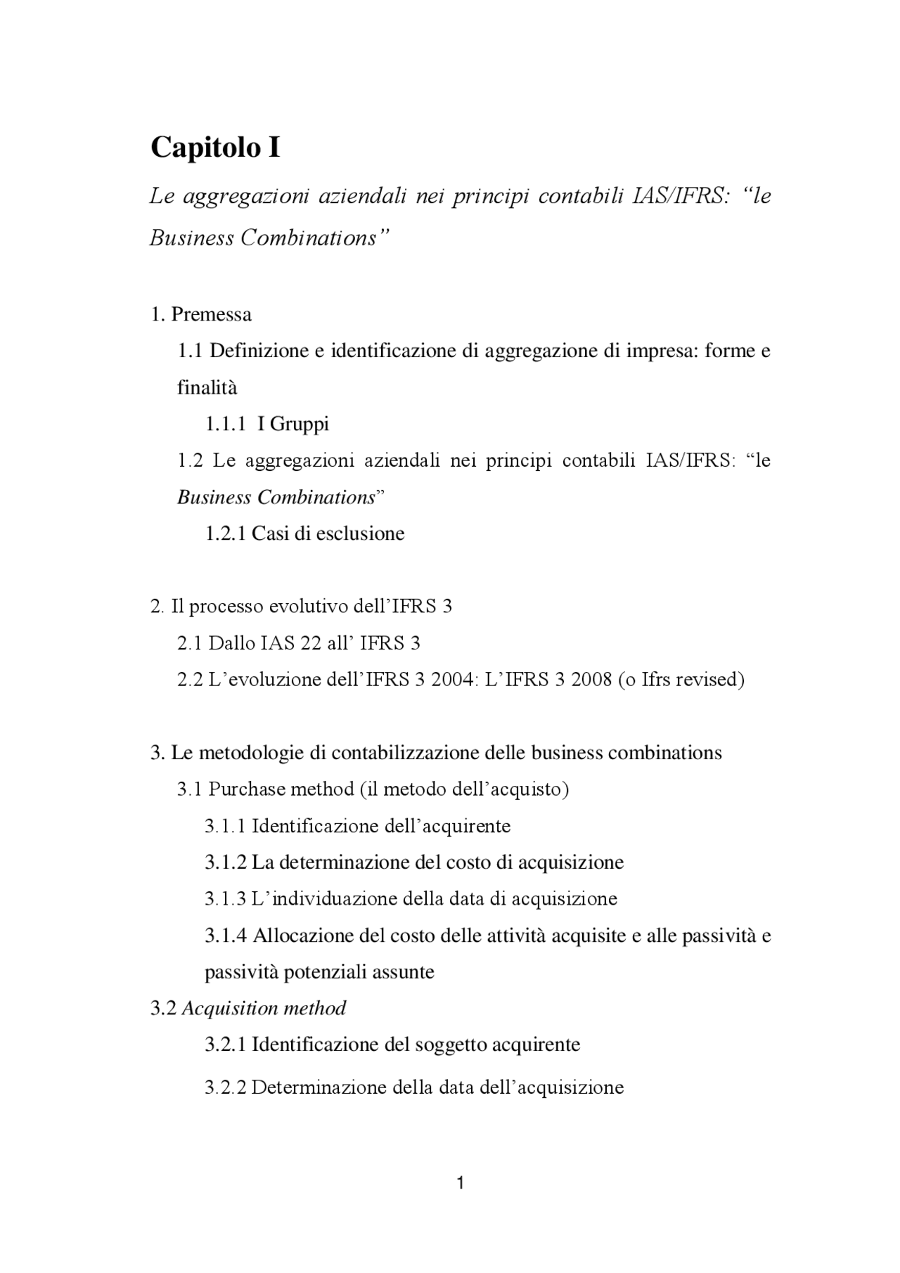 Le aggregazioni aziendali nei principi contabili IAS/IFRS: “le Business Combinations” - Docsity