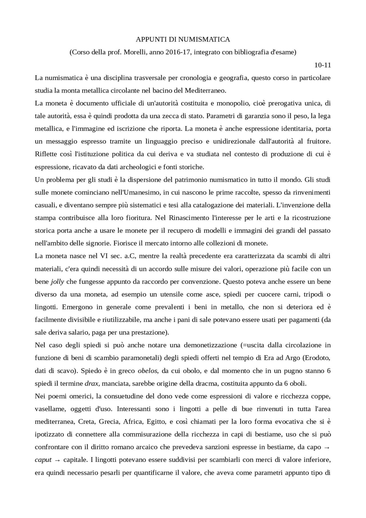 Appunti Di Numismatica Docsity