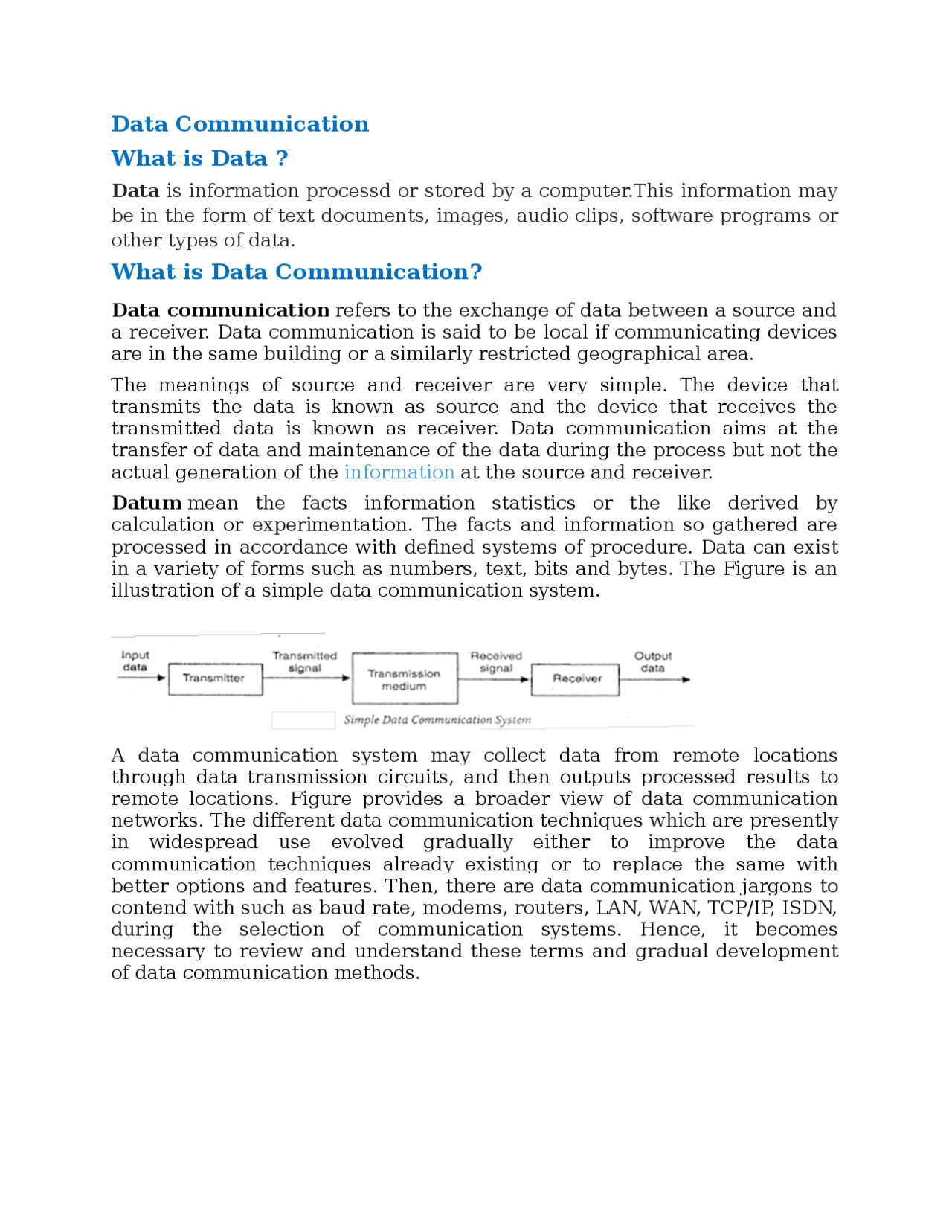 Data Communication Docsity