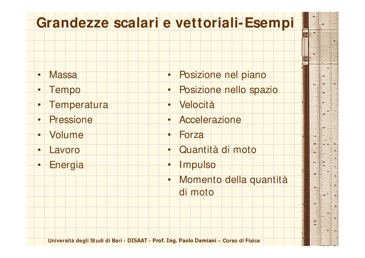 Fisica- primi passi - grandezze vettoriali - Docsity