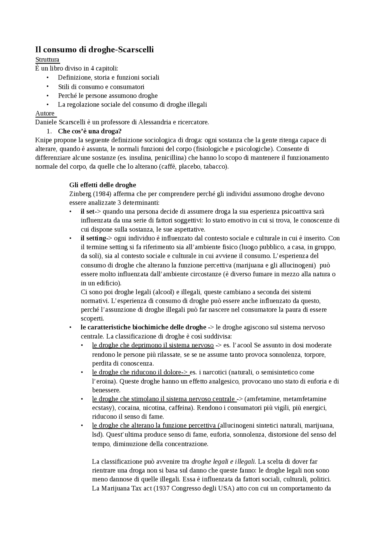 Il Consumo Di Droghe Docsity