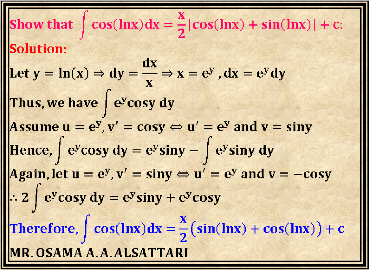 Integration By Substitution Then By Parts Docsity