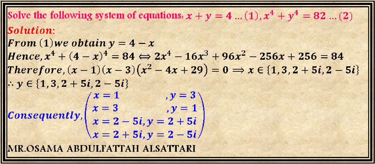 System of two equations - Docsity