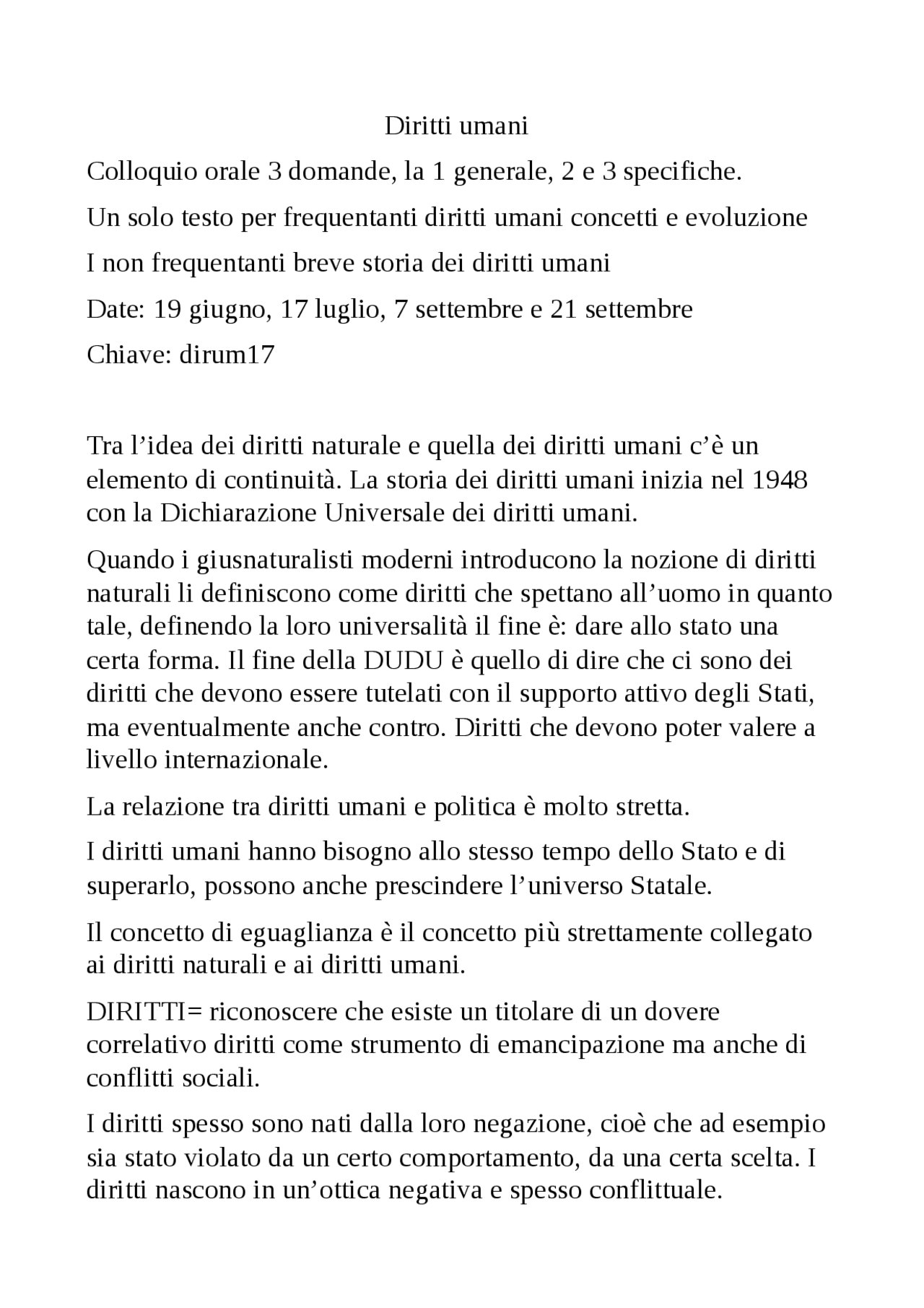 Appunti Presi A Lezione Di Diritti Umani Con Pariotti Docsity