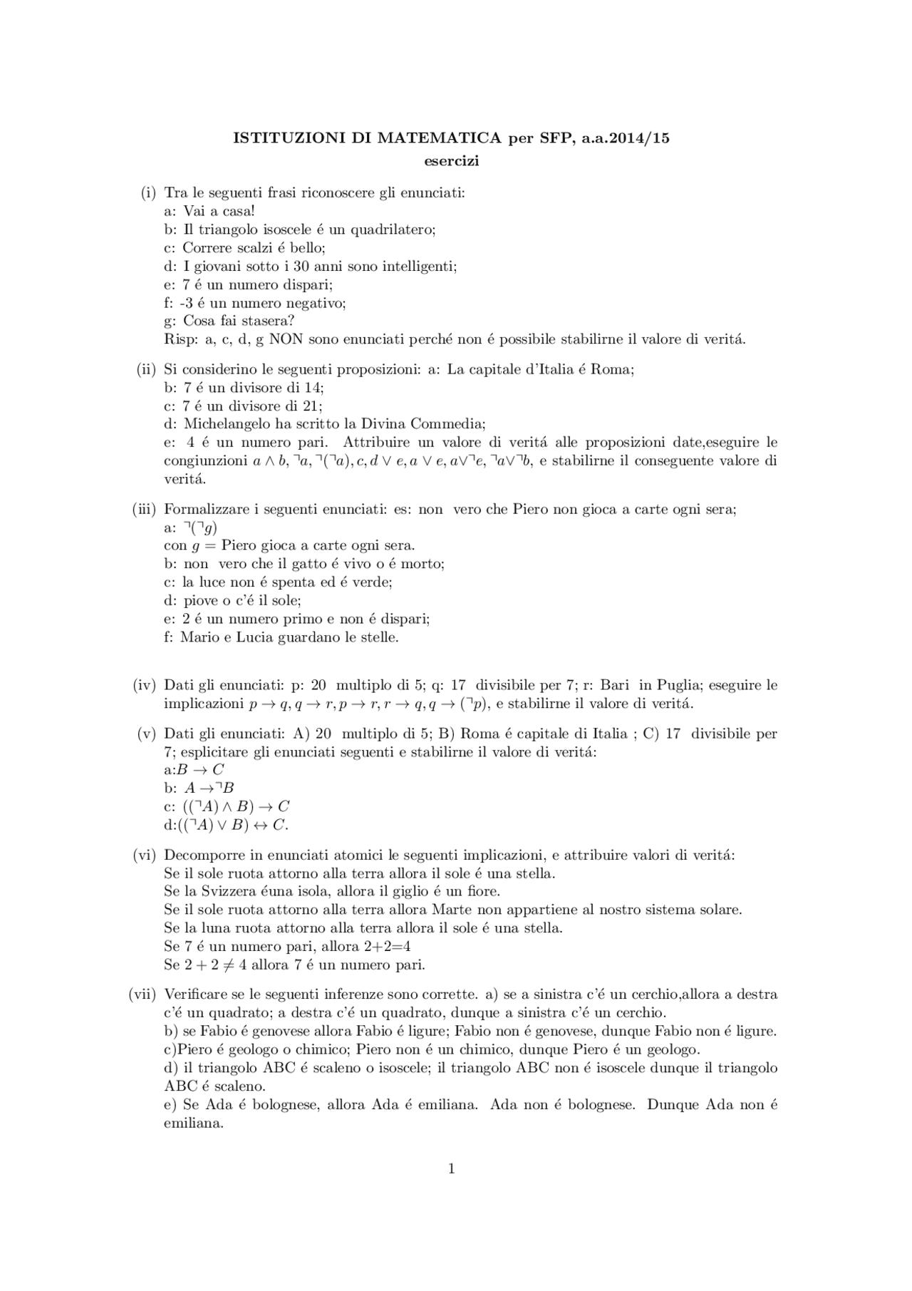 Istituzioni Di Matematica Docsity