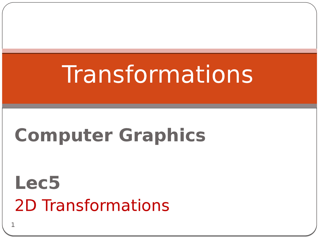 2d Modeling Transformation Docsity