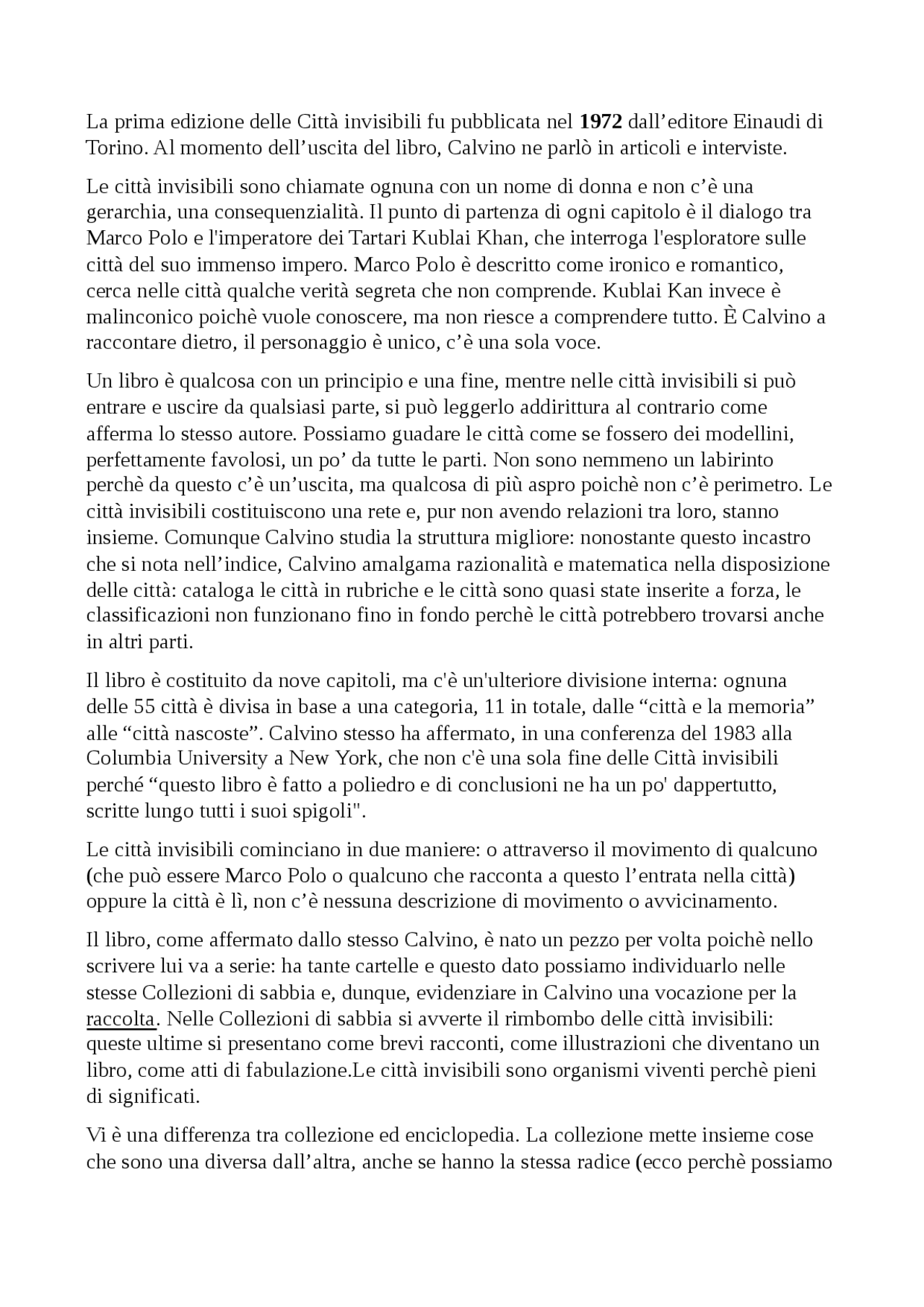 Le Citta Invisibili Calvino Docsity
