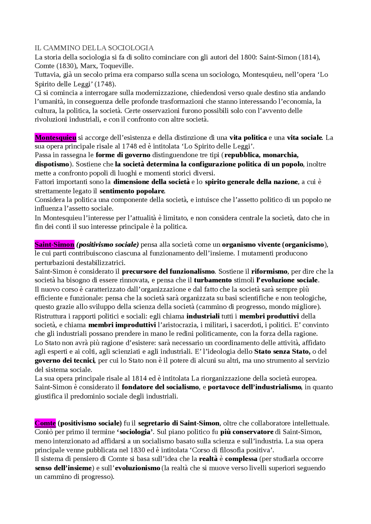 Il Cammino Della Sociologia Docsity