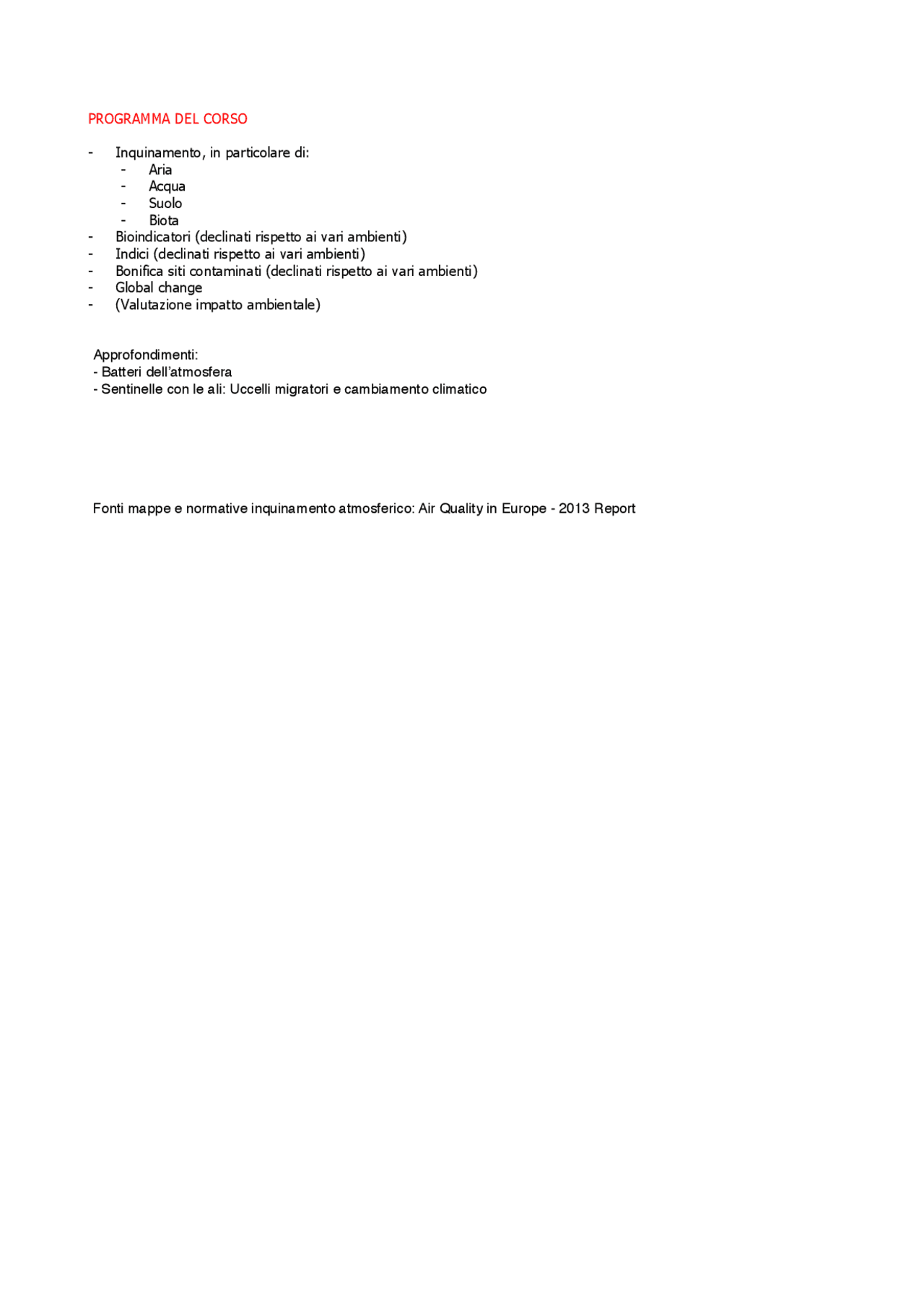 Esame Di Ecologia Applicata Docsity