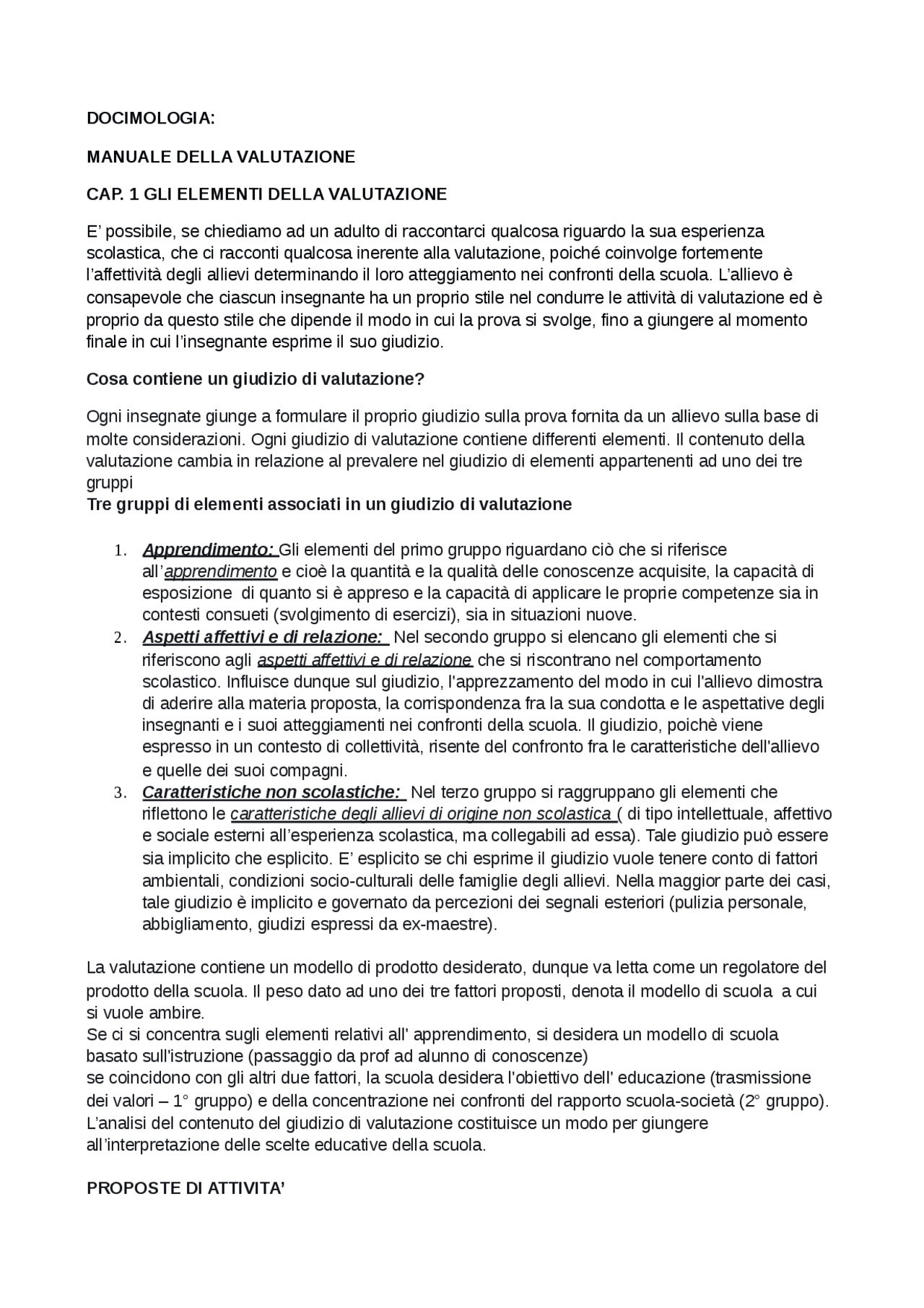 Manuale Della Valutazione Docsity