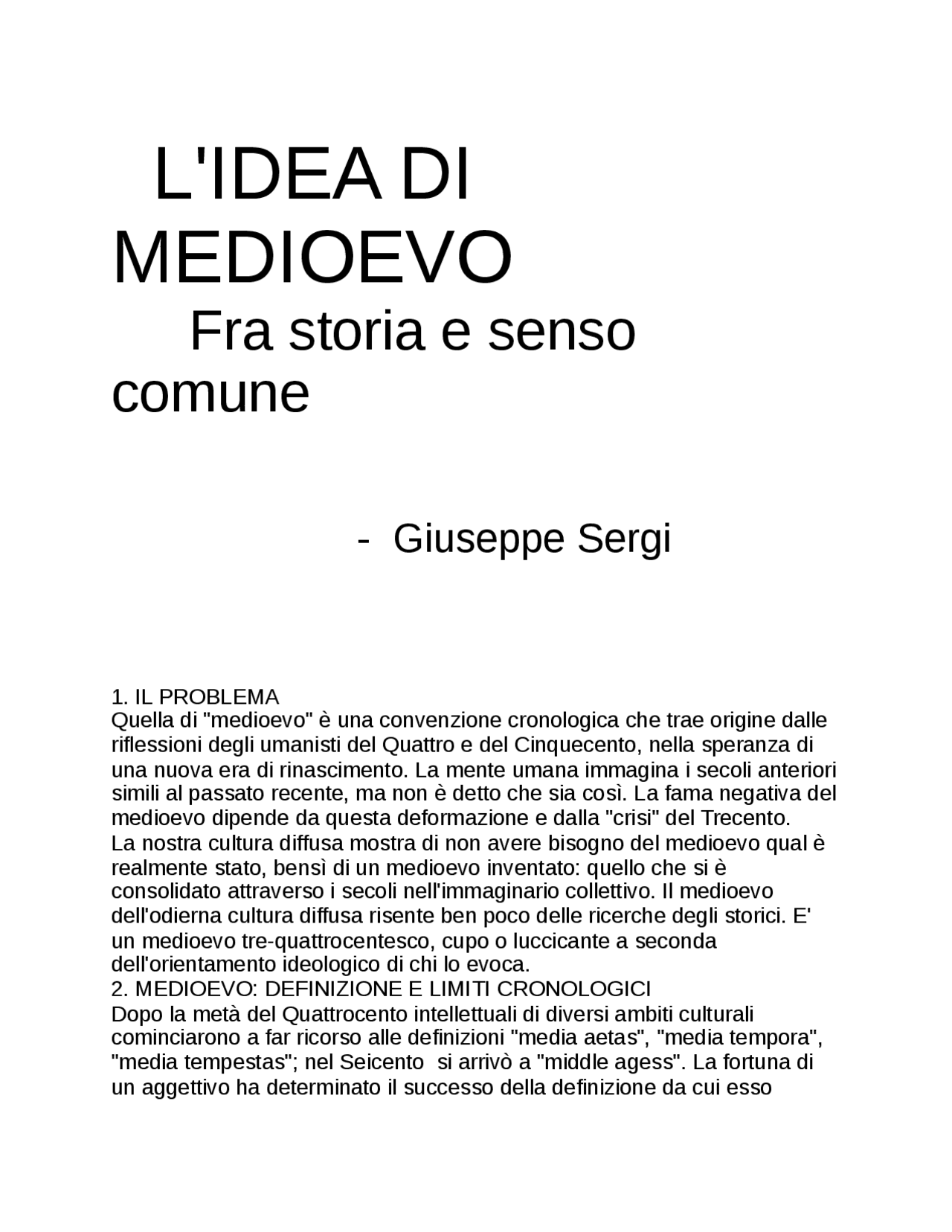 Lidea Di Medioevo Riassunto Docsity