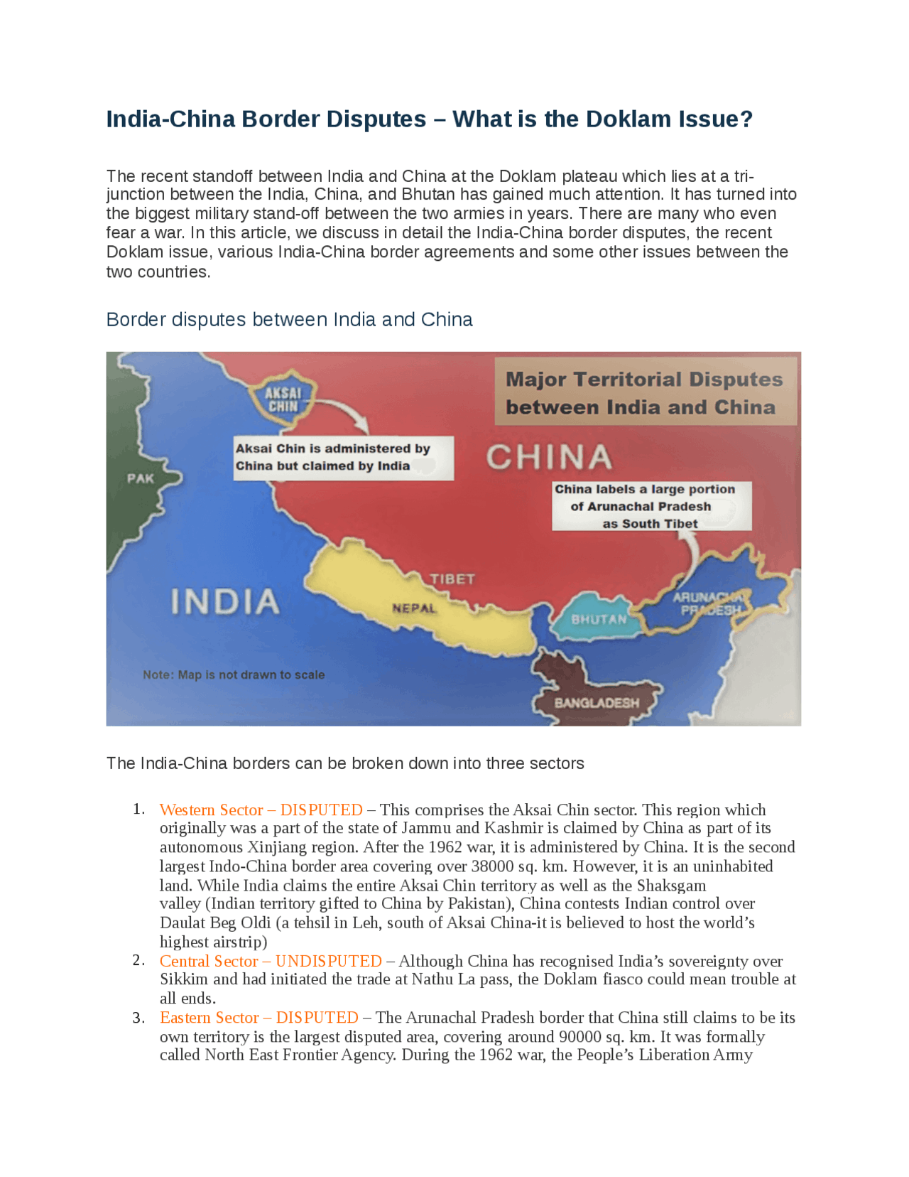 India-china border conflicts - Docsity