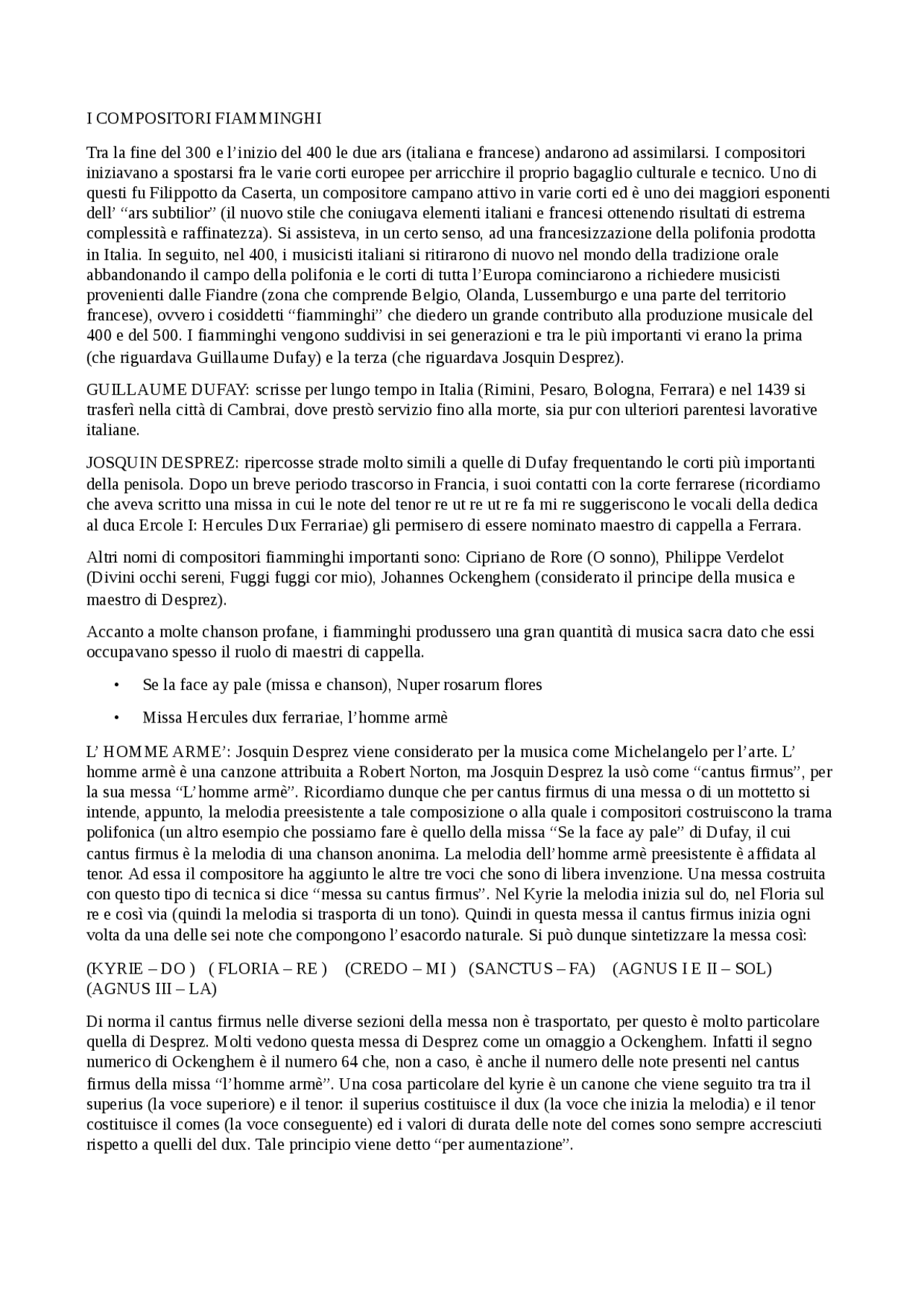 Compositori Fiamminghi Docsity