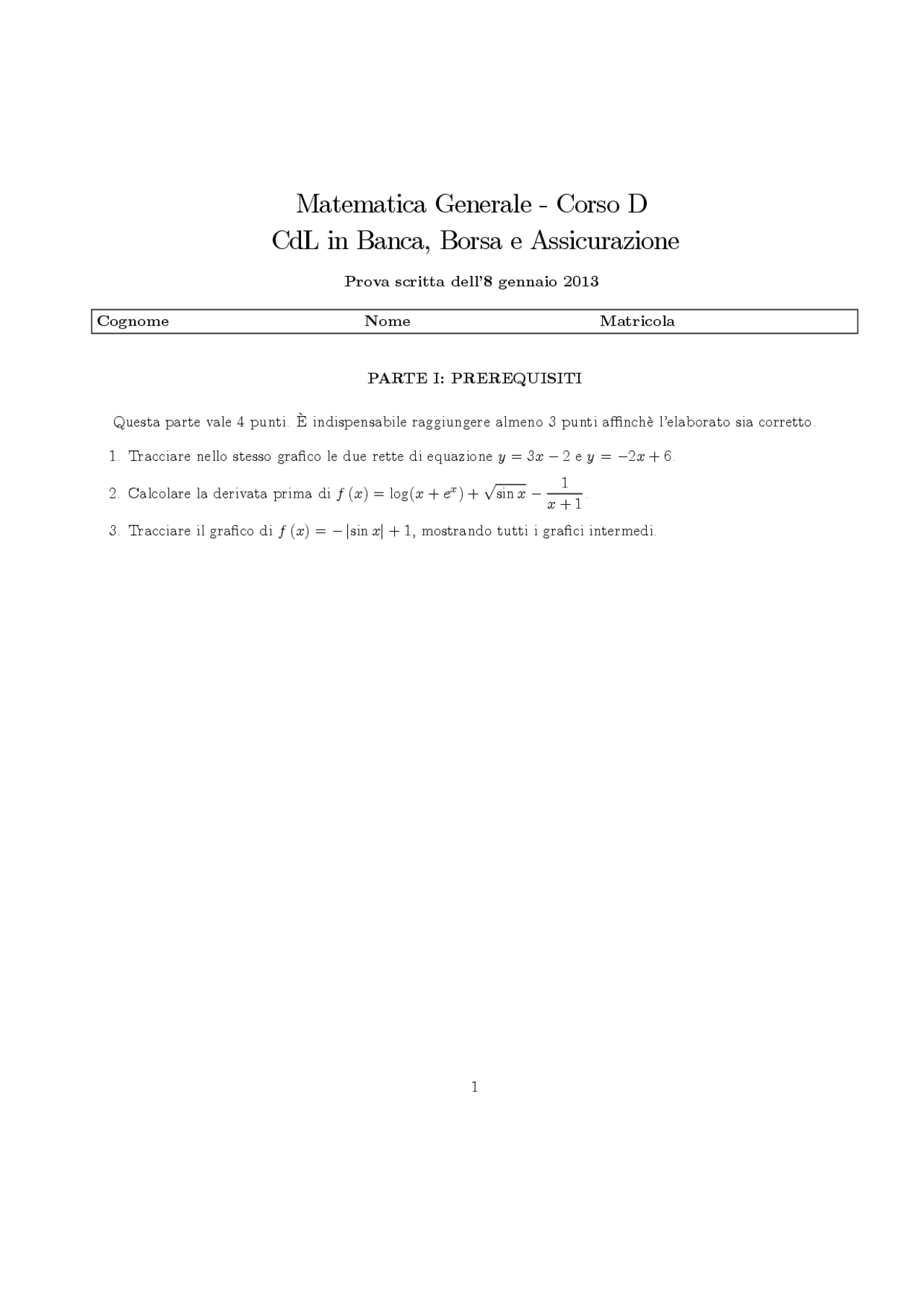 TEMA ESAME MATEMATICA GENERALE VIGNA MATTALIA - Docsity