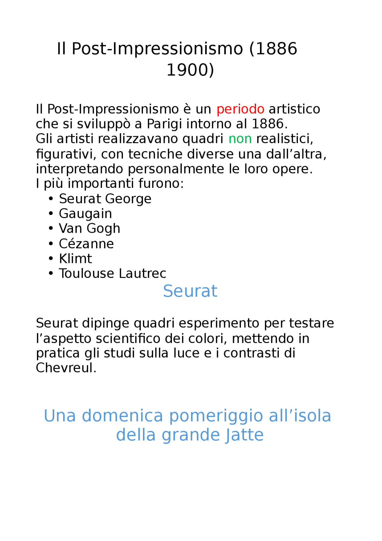 Appunti Facili Post Impressionismo Docsity