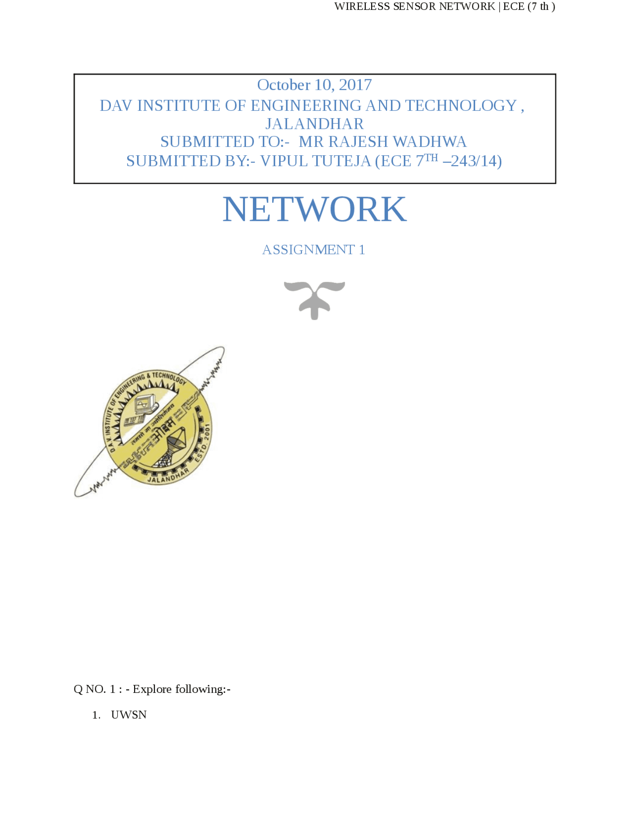 Wireless Sensor Network Latest Topics Going Around World Docsity
