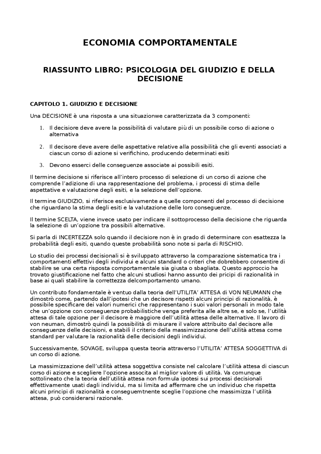 Economia Comportamentale E Teoria Dei Consumi Docsity