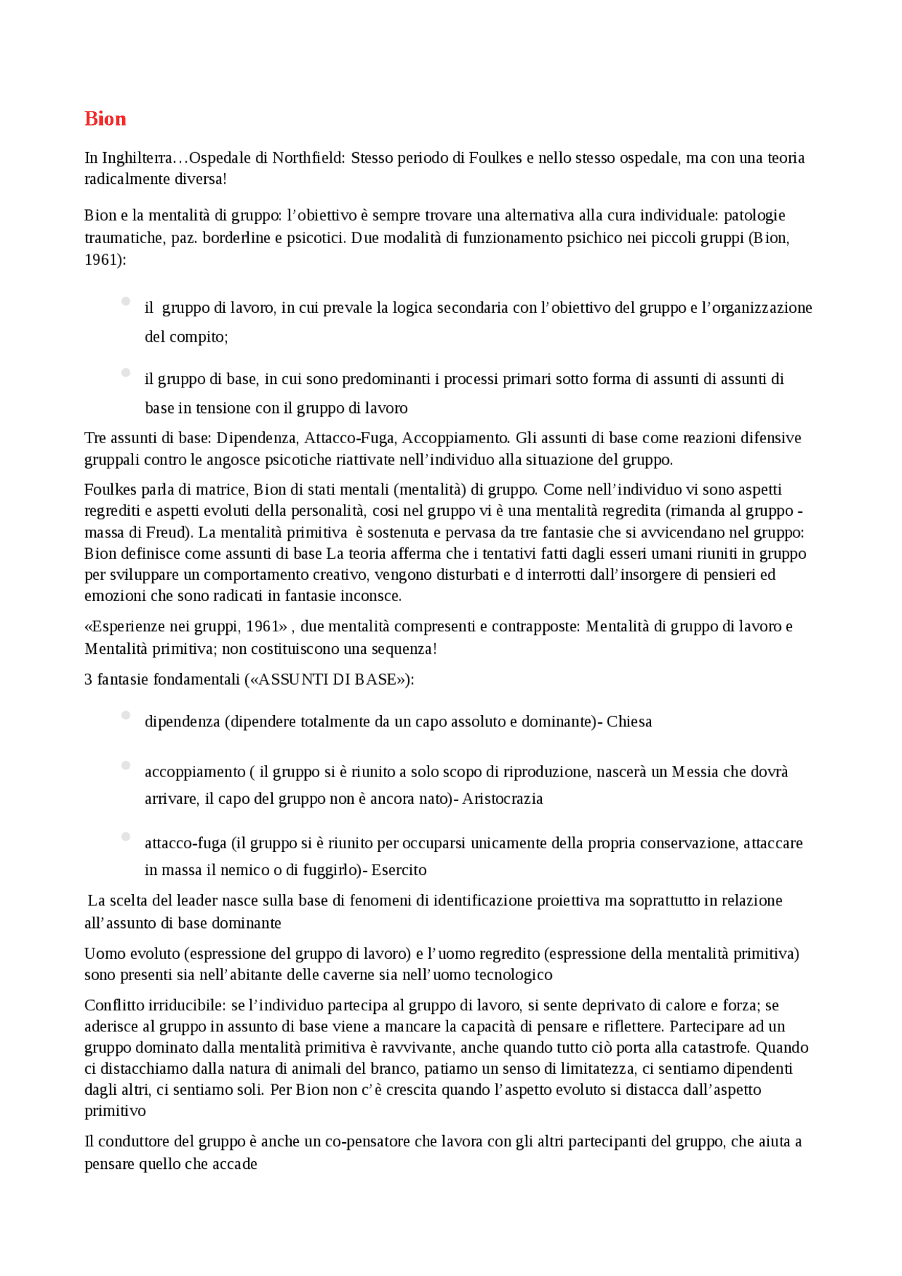 Esperienze Nei Gruppi Bion Docsity