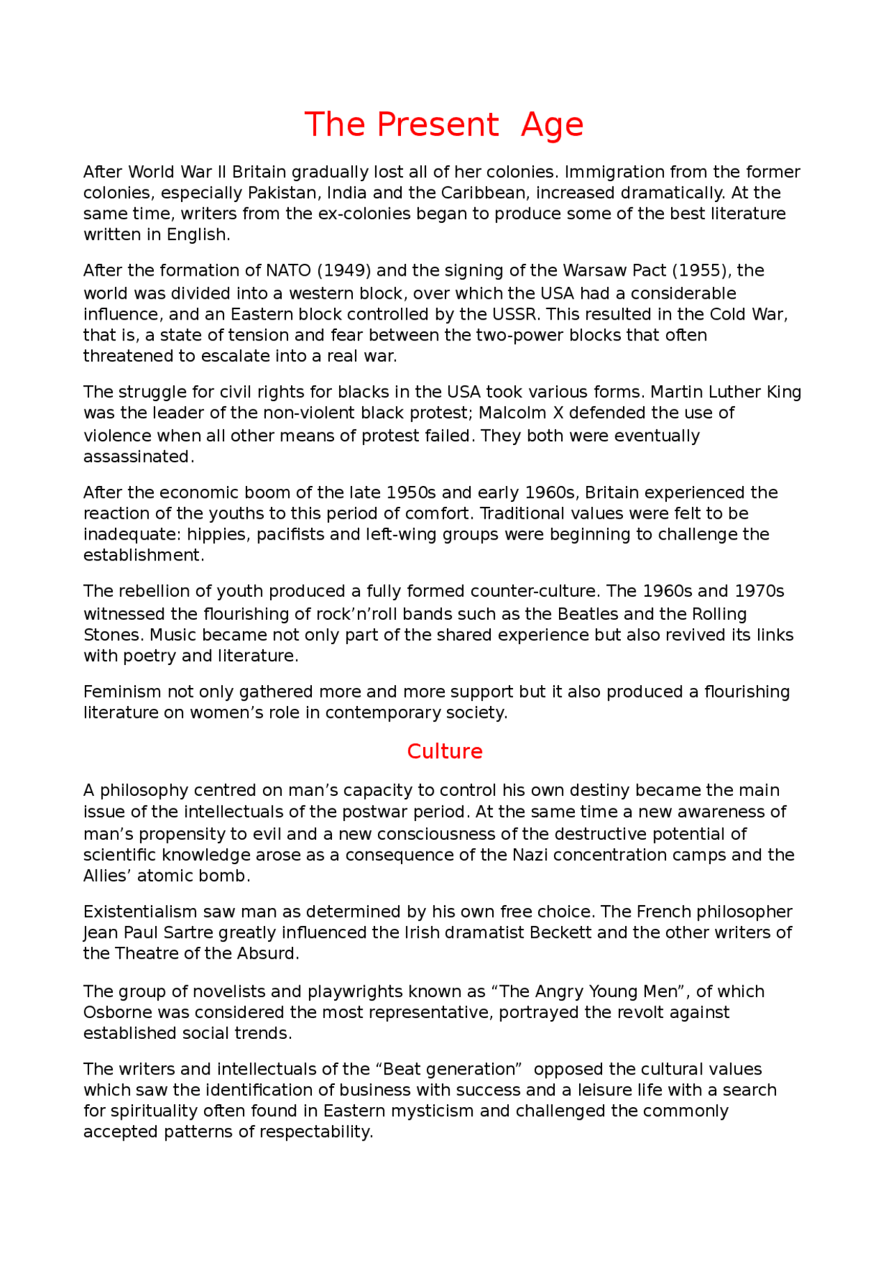 The present age appunti - Docsity