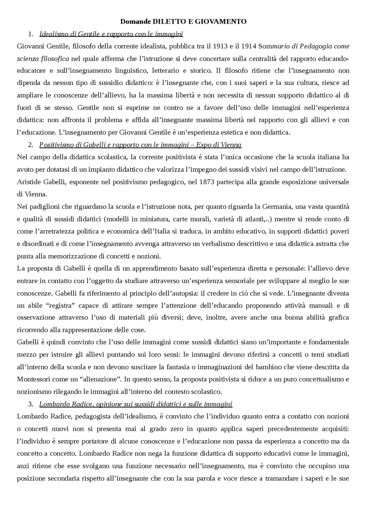 Domande Giuda Diletto E Giovamento Farnè Docsity
