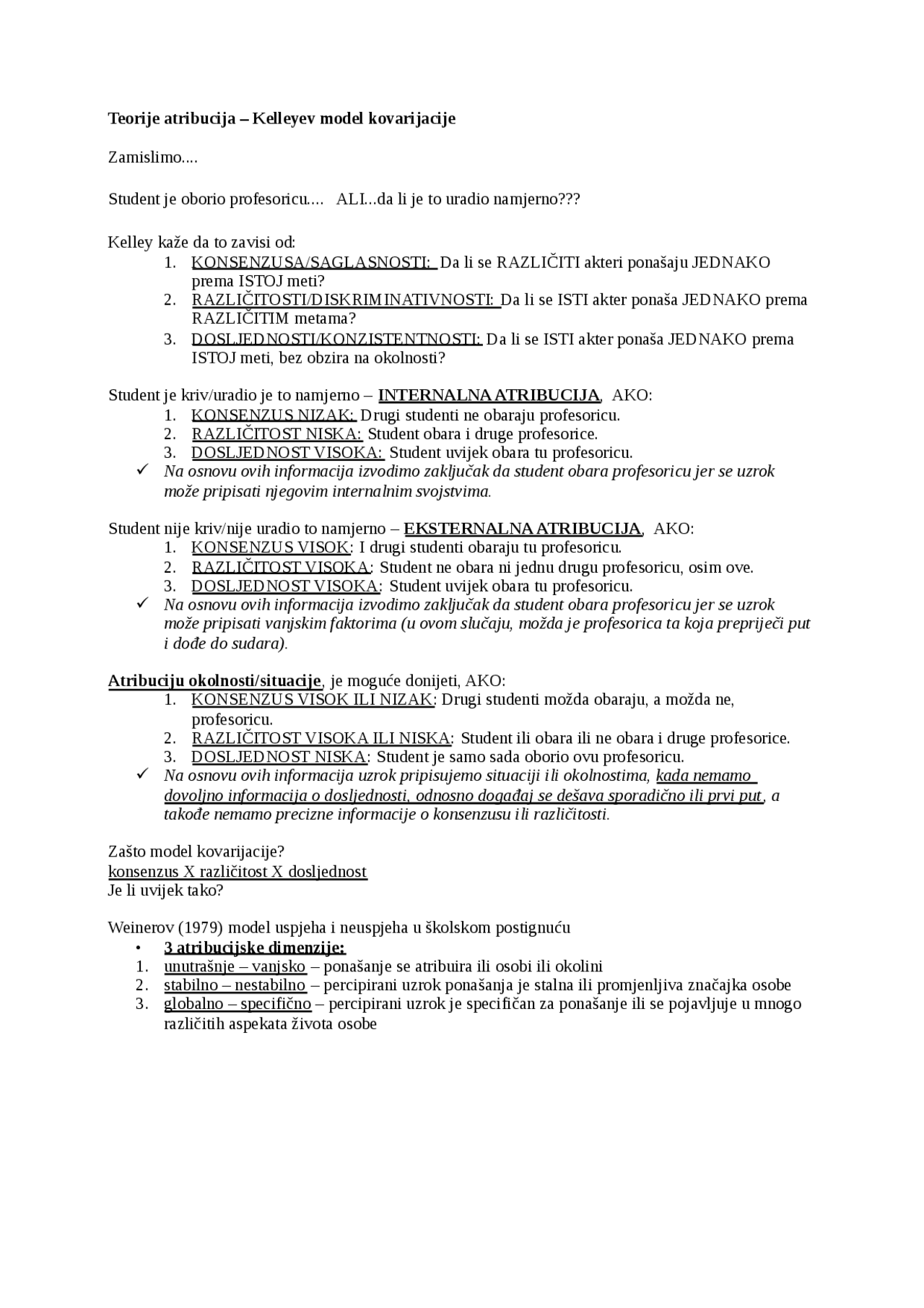 Teorije Atribucija Atribucije Skripte Predlog Teorija Sistema Docsity