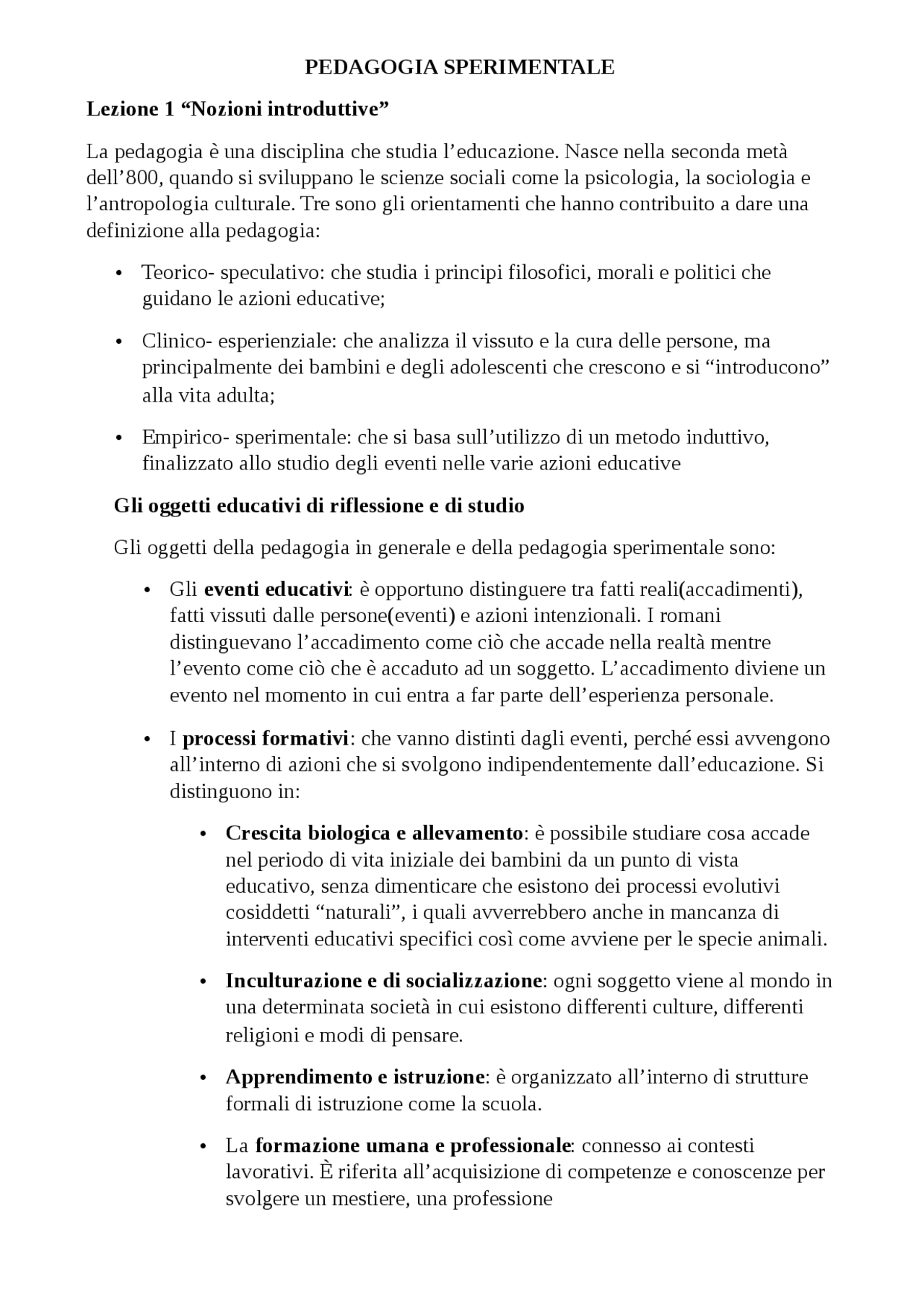 Pedagogia Sperimentale Unipegaso Riassunti Docsity