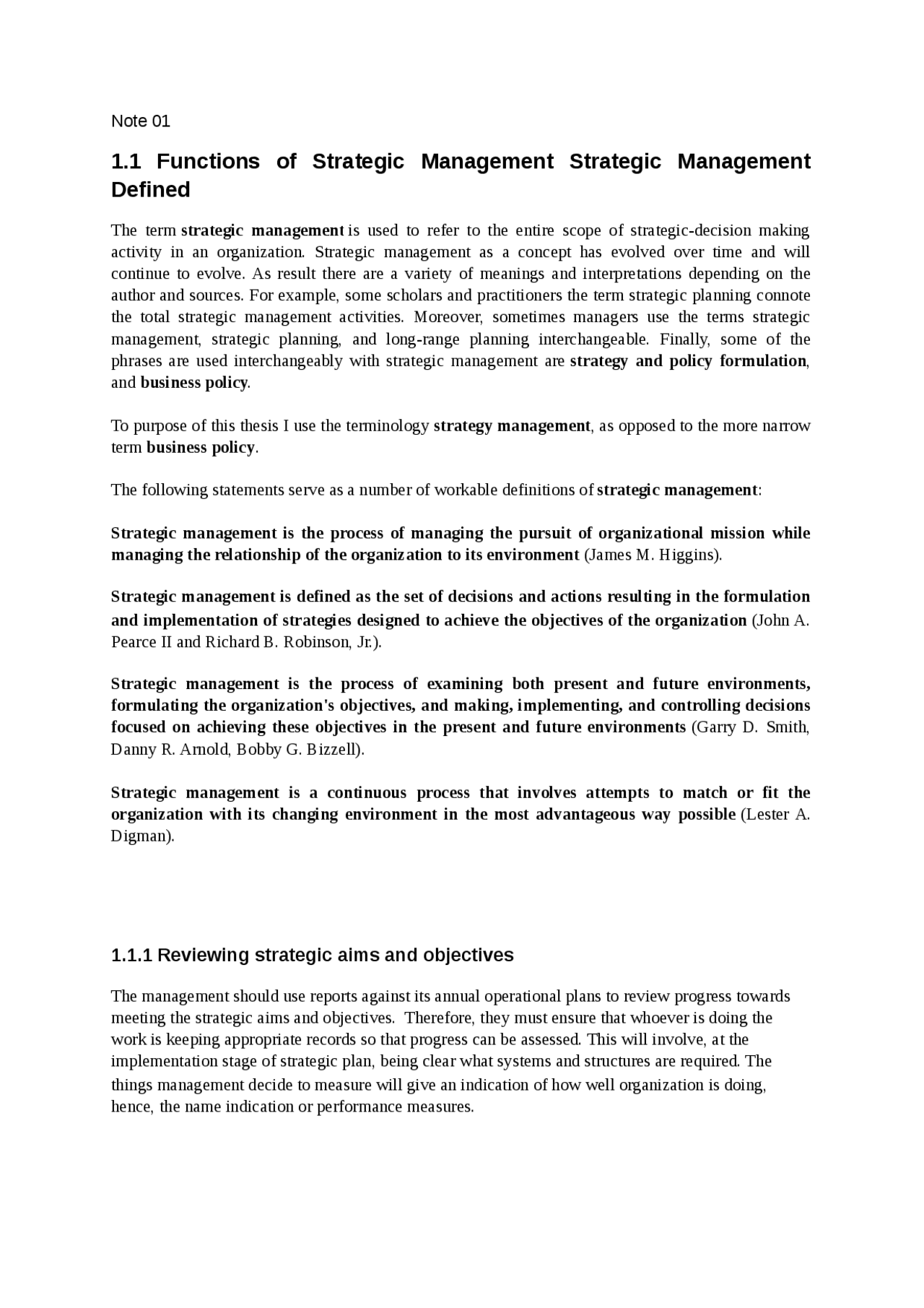 Strategic Management Docsity