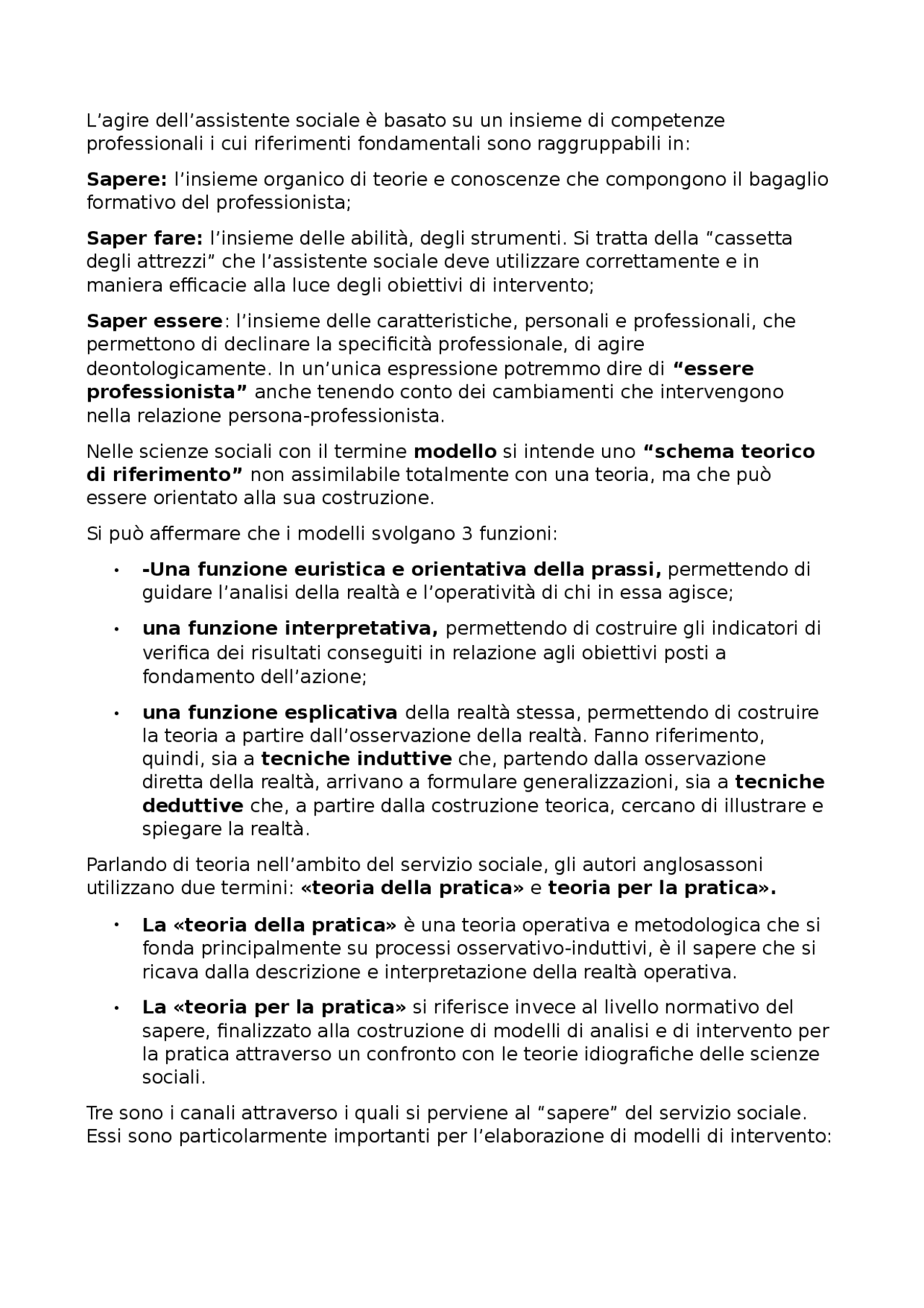 I Modelli Teorici Del Servizio Sociale Docsity