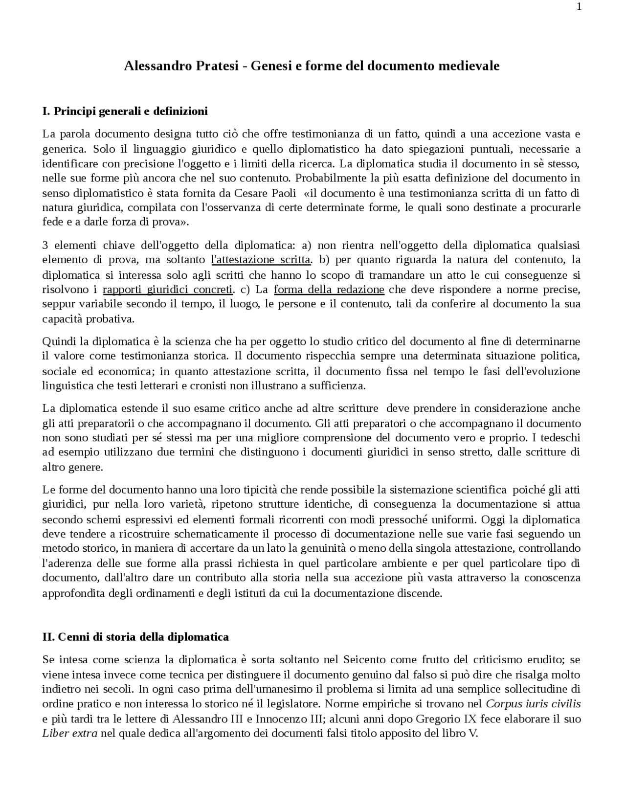 A Pratesi Genesi E Forme Del Documento Medievale Docsity