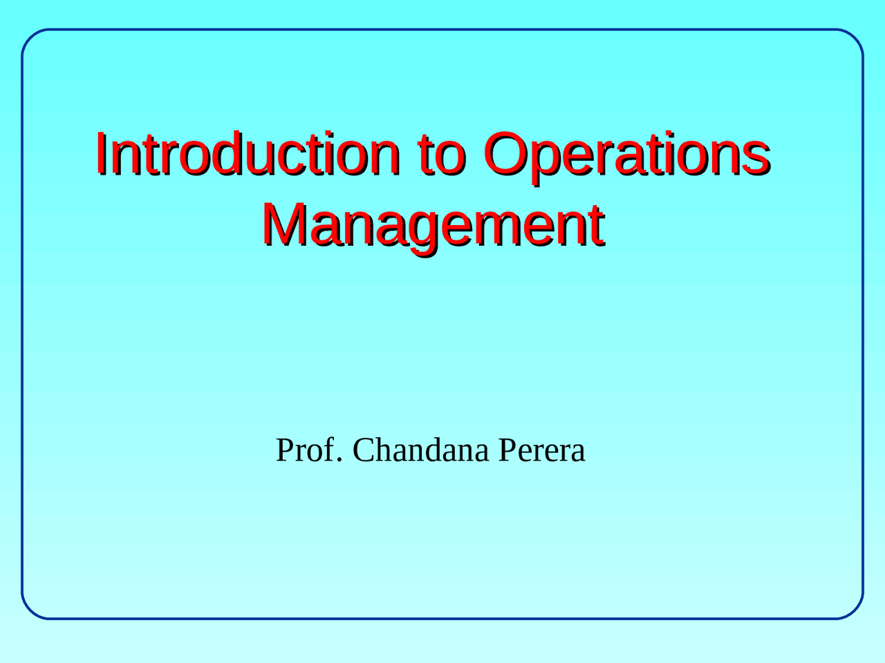 Operations Management Docsity