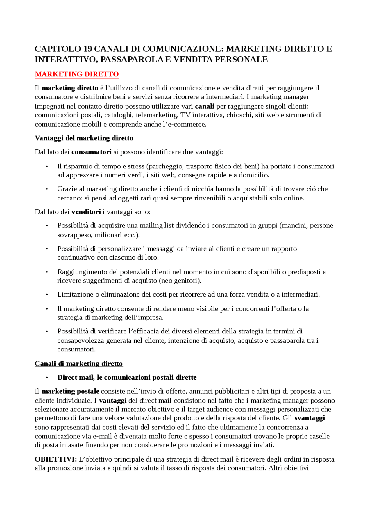 Marketing Management Cap19 | Dispense di Marketing | Docsity