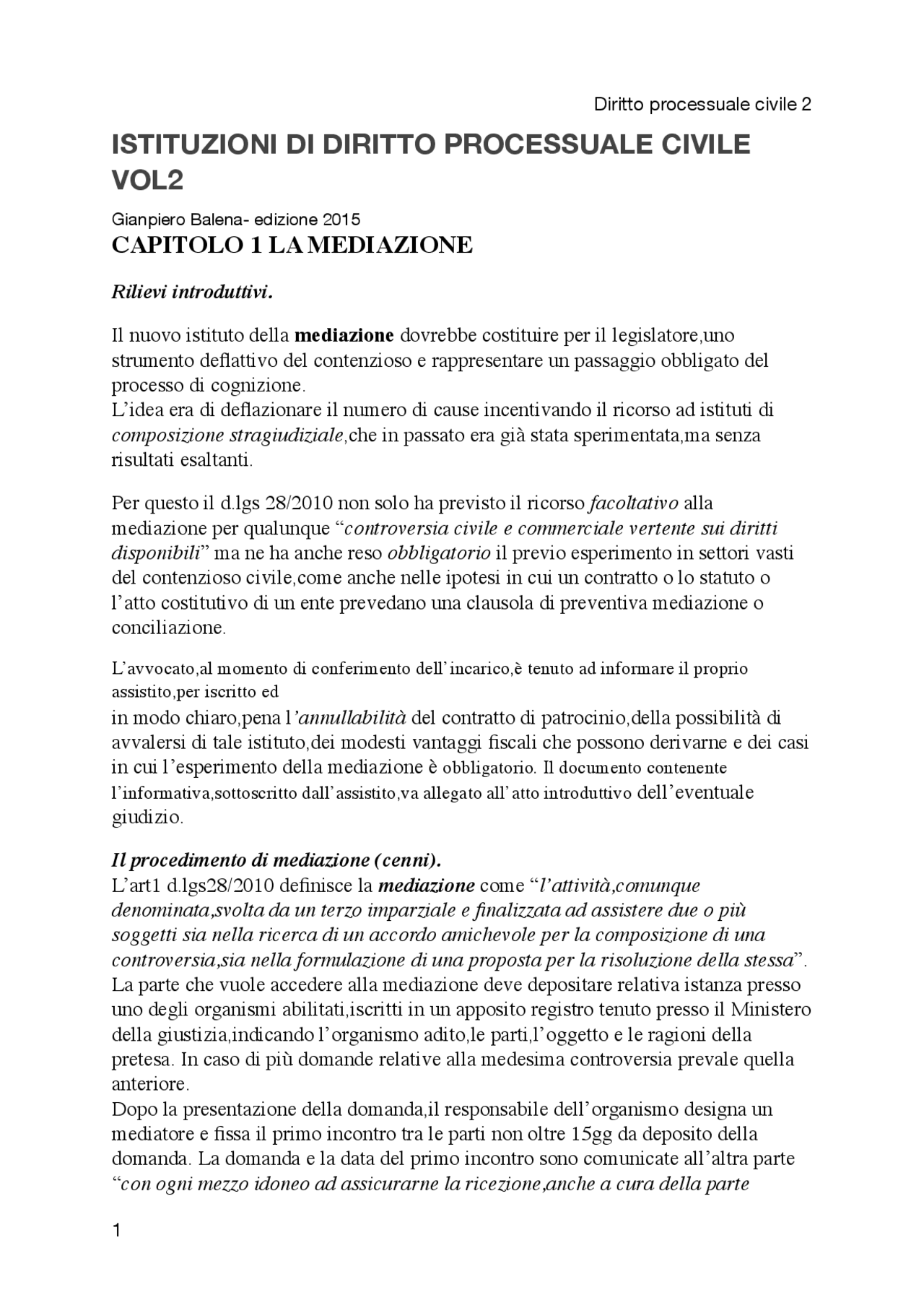 Istituzioni Di Diritto Processuale Civile Vol 2 Balena Docsity