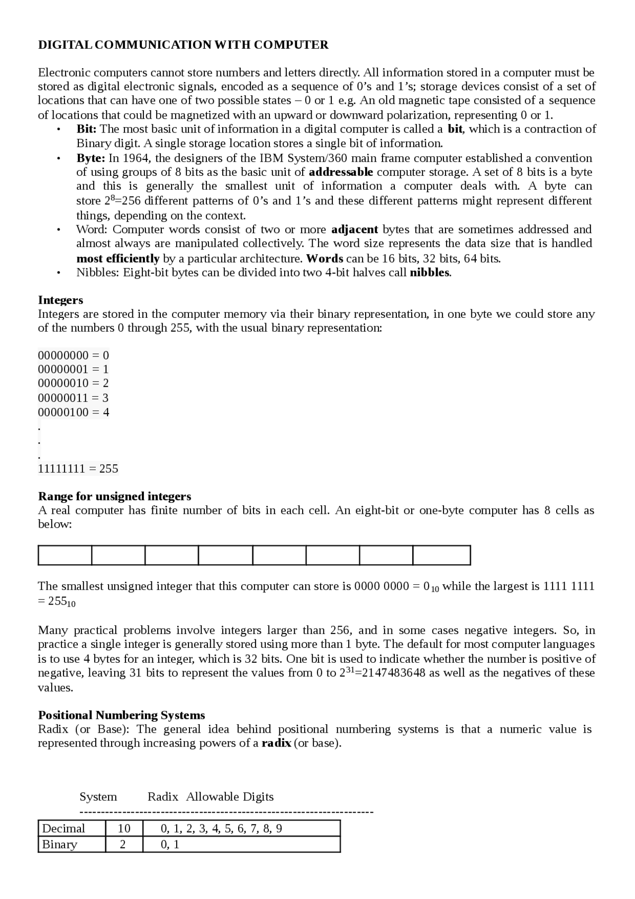 Number Base systems - Docsity