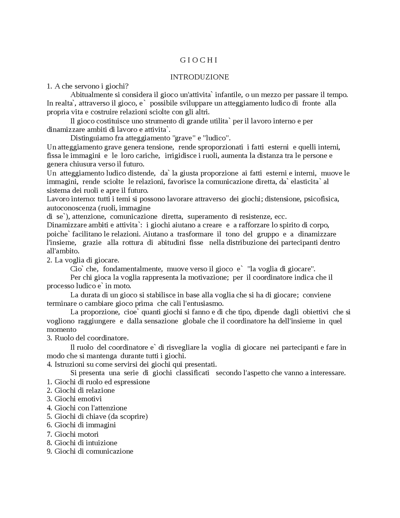 Giochi Di Educazione Fisica Docsity