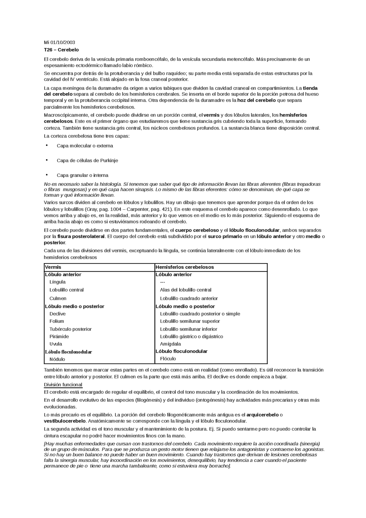 Anatomia Del Cerebelo Resúmenes De Neuroanatomía Docsity