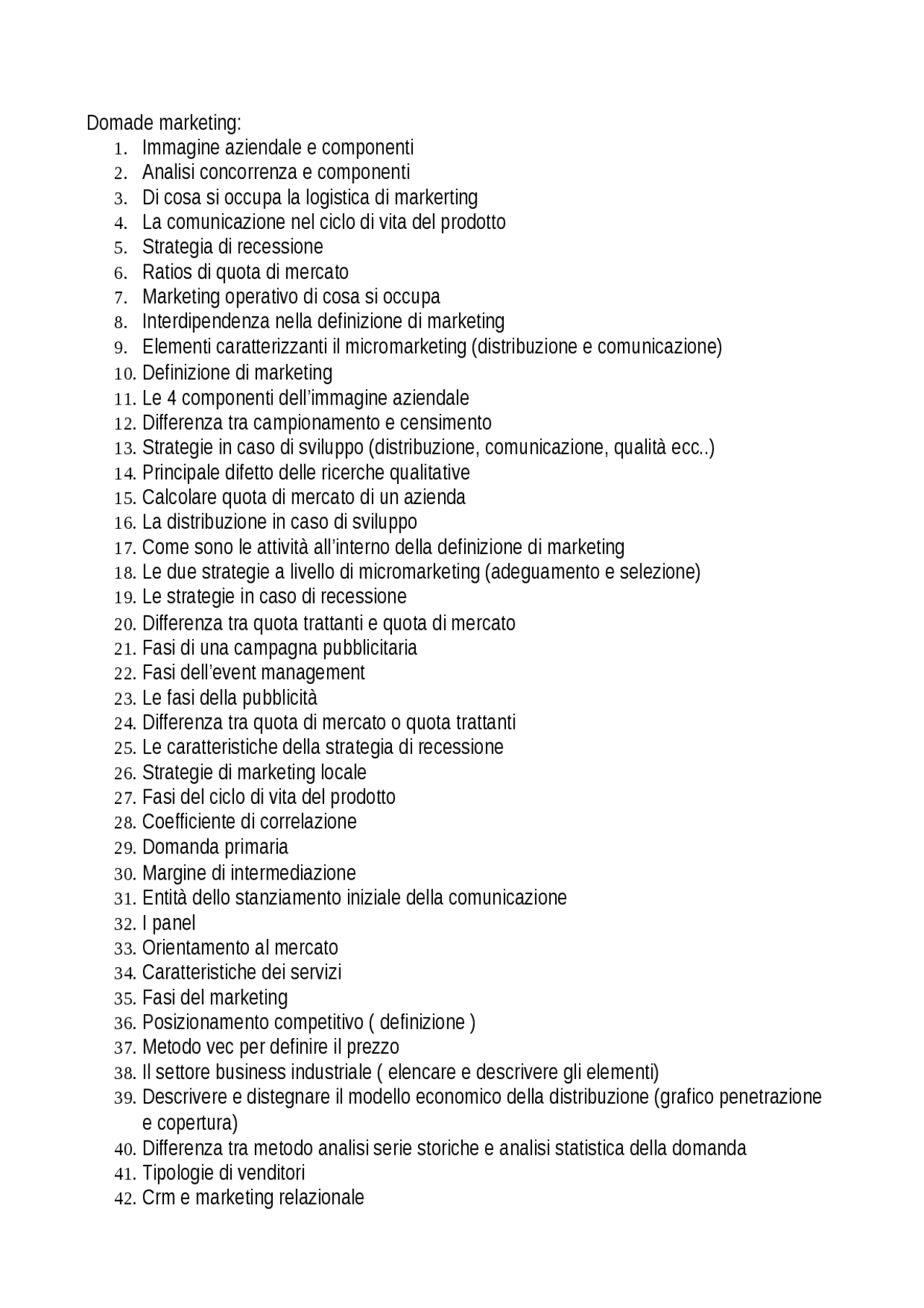Domande Marketing Sergio Cherubini Docsity
