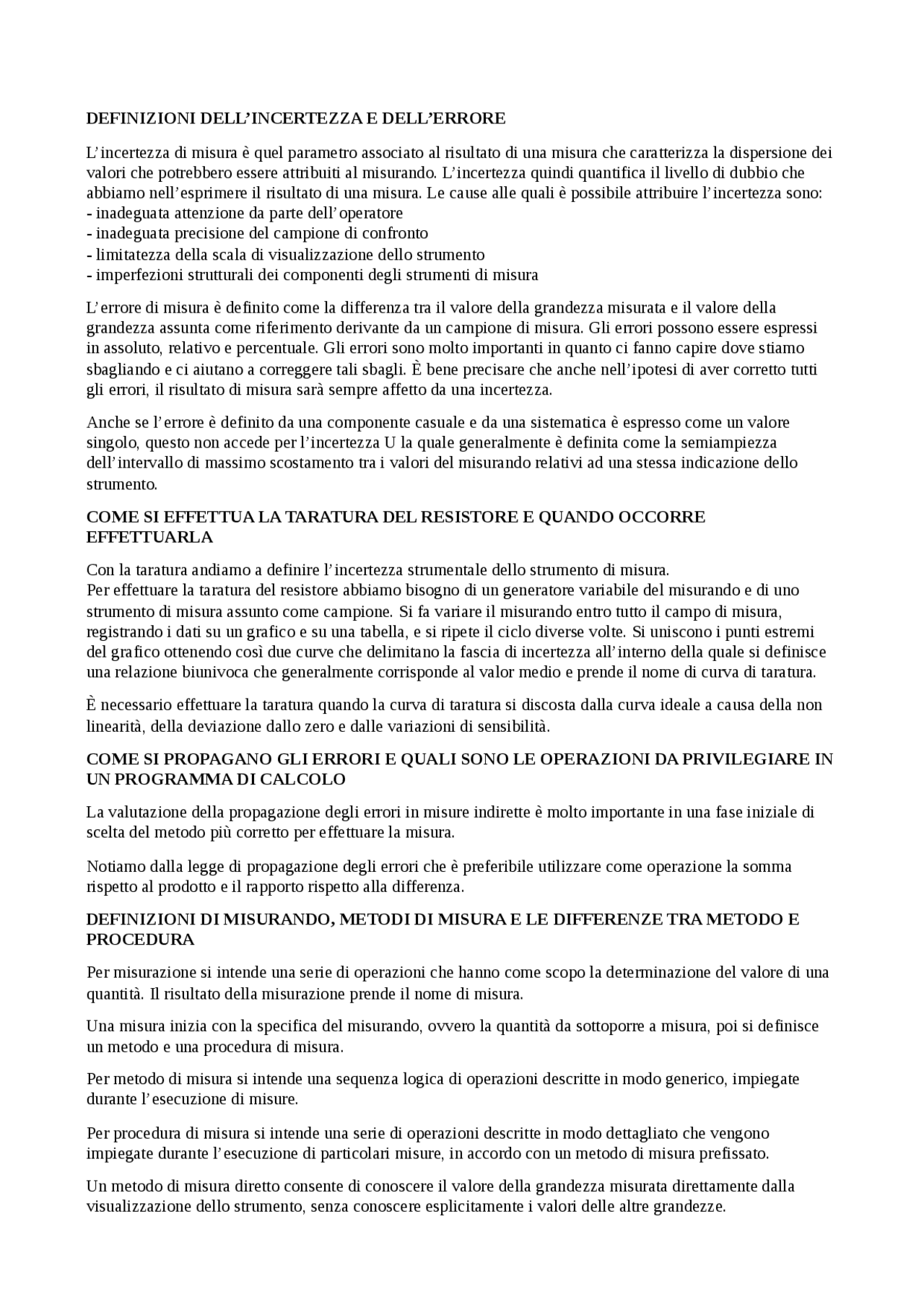 Appunti Fondamenti Della Misurazione Docsity