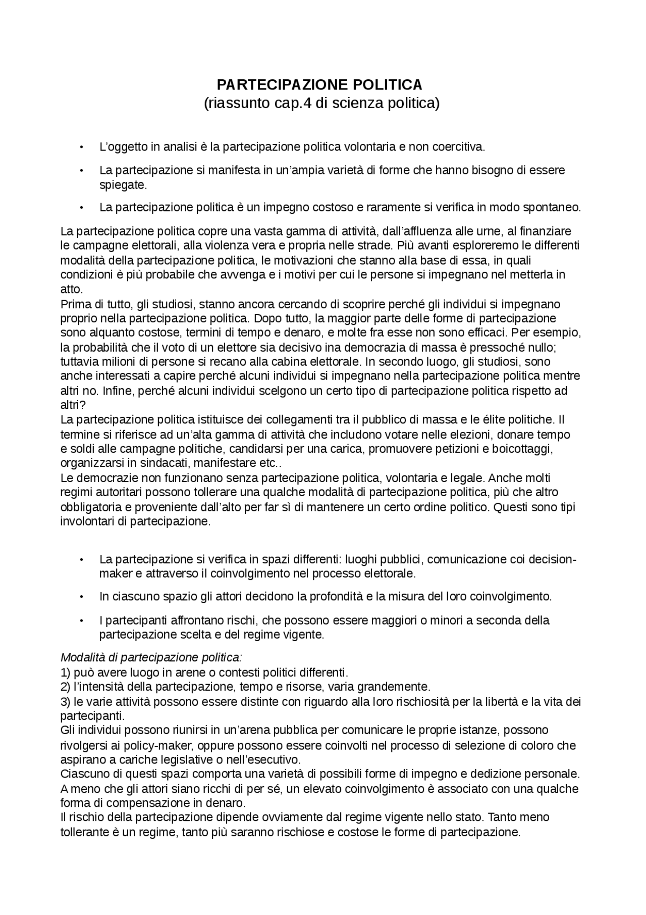 Partecipazione Politica Docsity